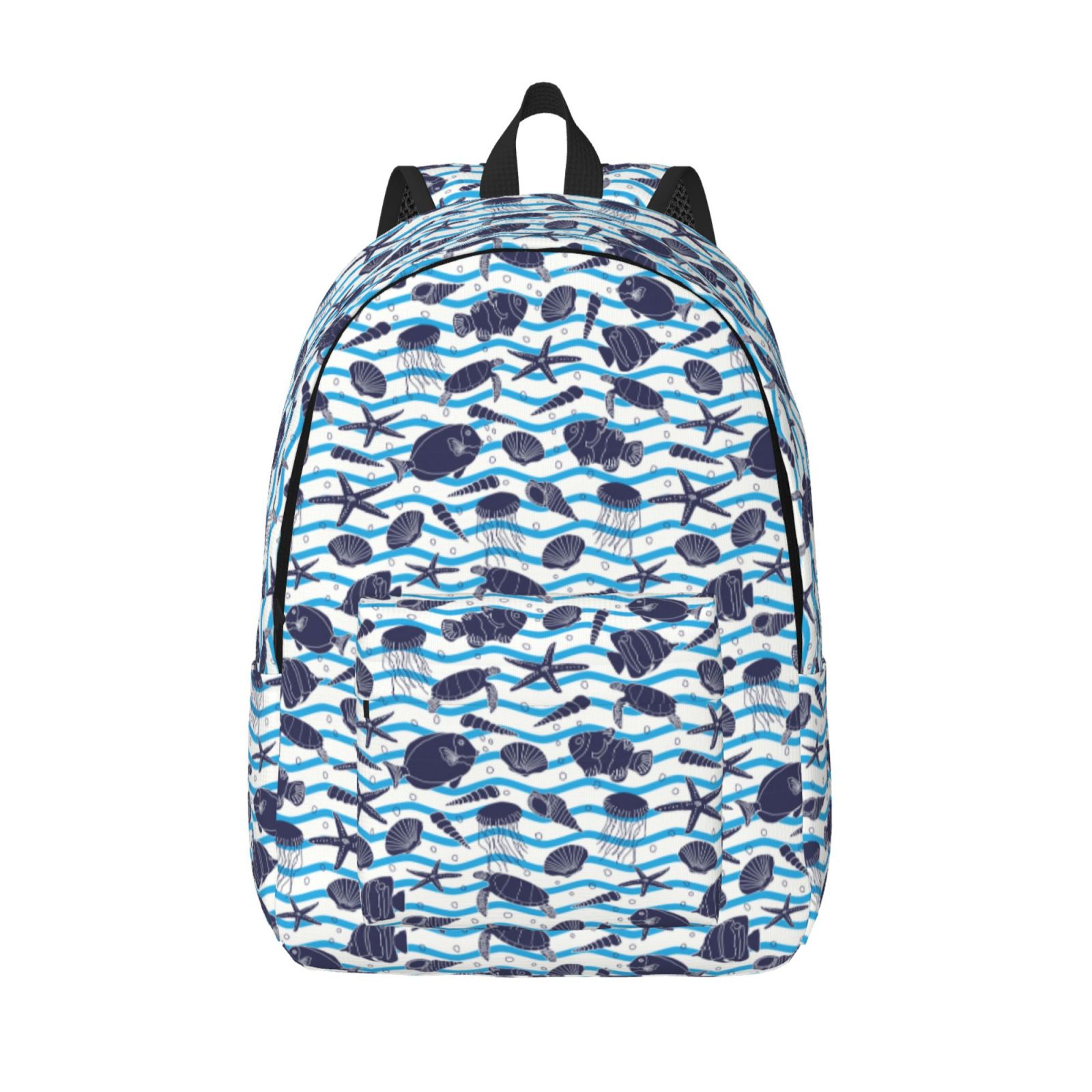 Striped Sea Turtle Jellyfish Starfish Shell Snail Backpack for Men ...