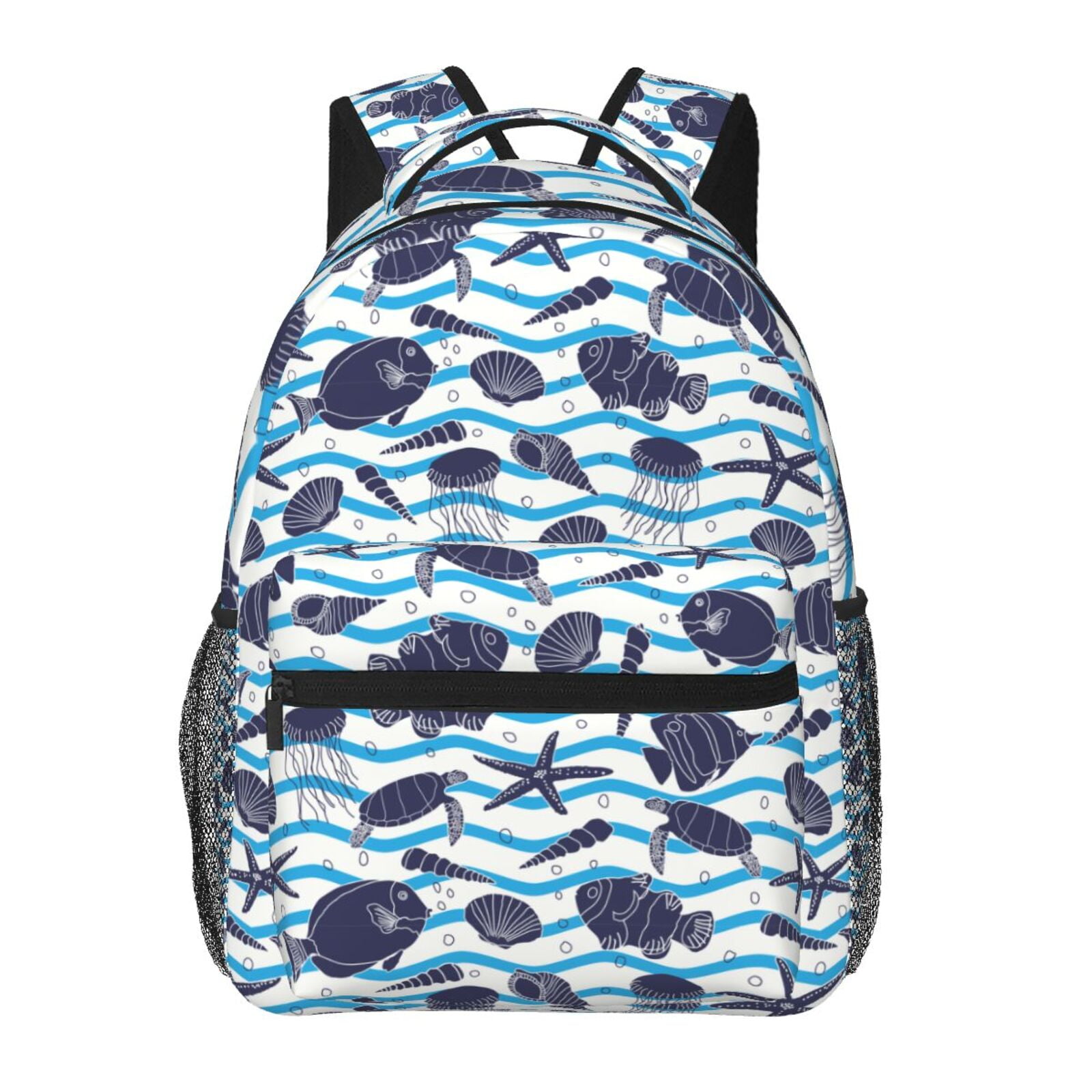 Striped Sea Turtle Jellyfish Starfish Shell Snail Backpack for Men ...