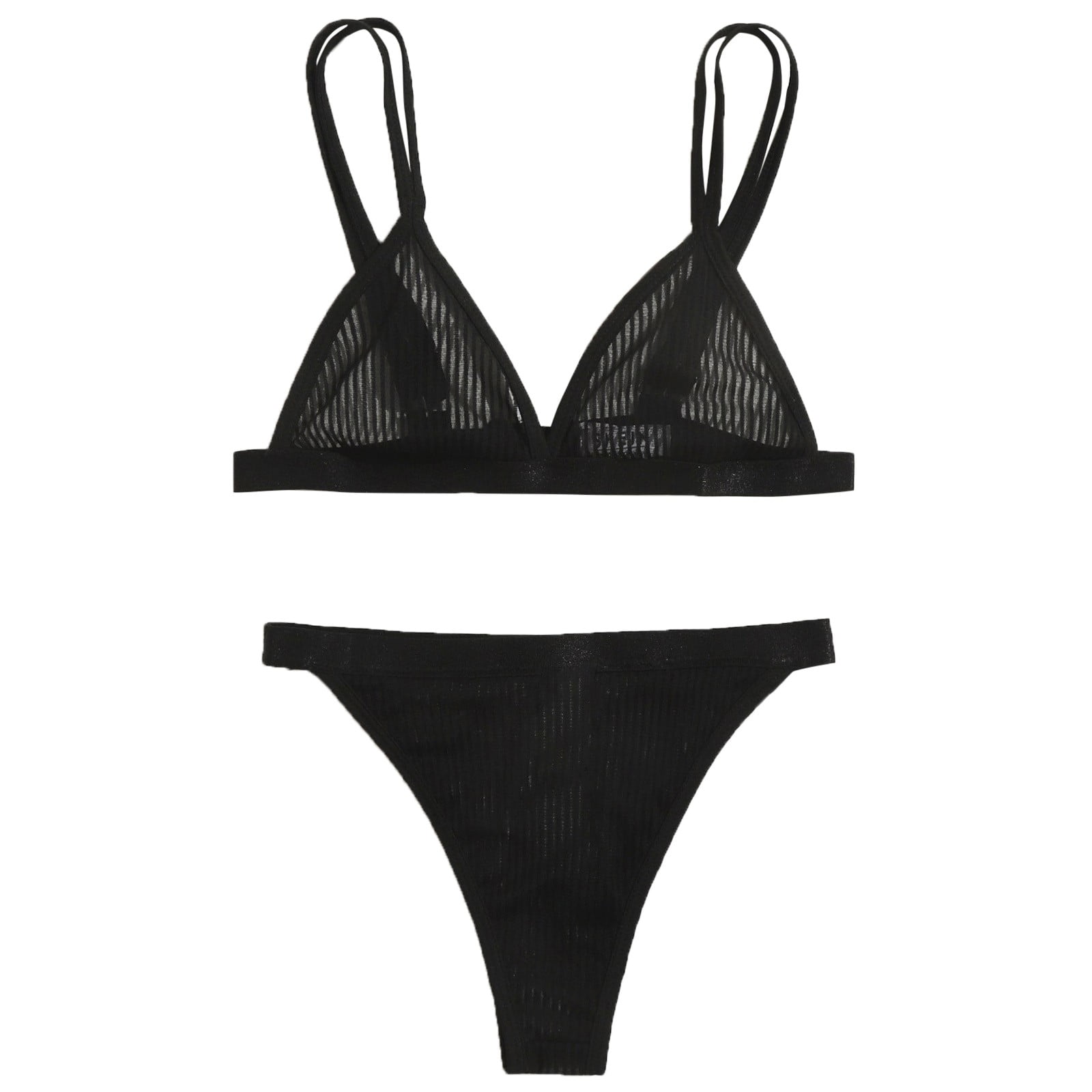 Striped Sheer Lingerie Set Women 2pc Underwire Lingerie Set Two Piece Underwear Lingerie