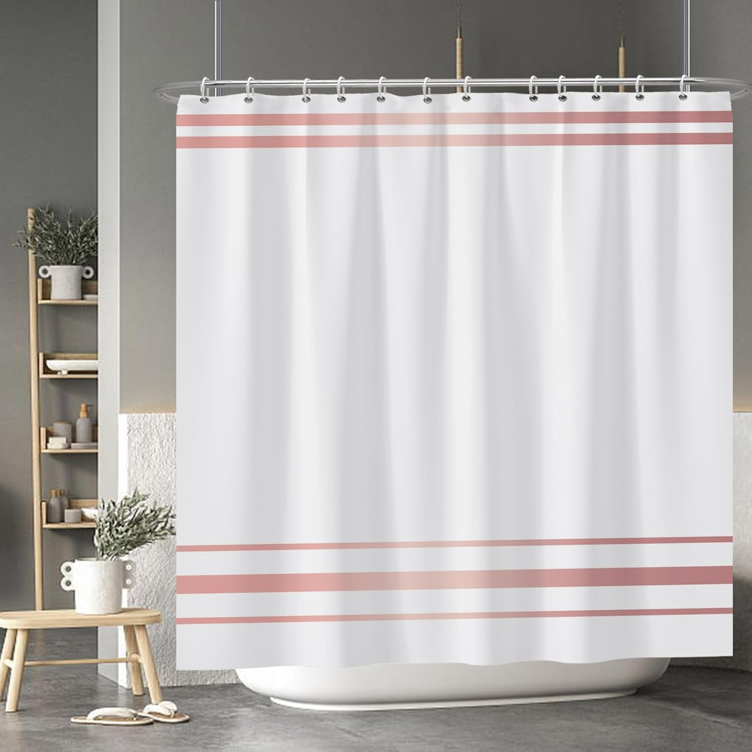 Striped Shower Curtain for Bathroom Minimalism Style Shower Curtain Set ...