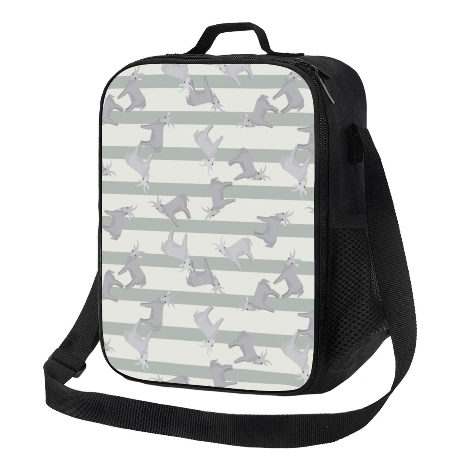 Striped Simple Cartoon Cute Goat Lunch Box for Women Men, Insulated ...