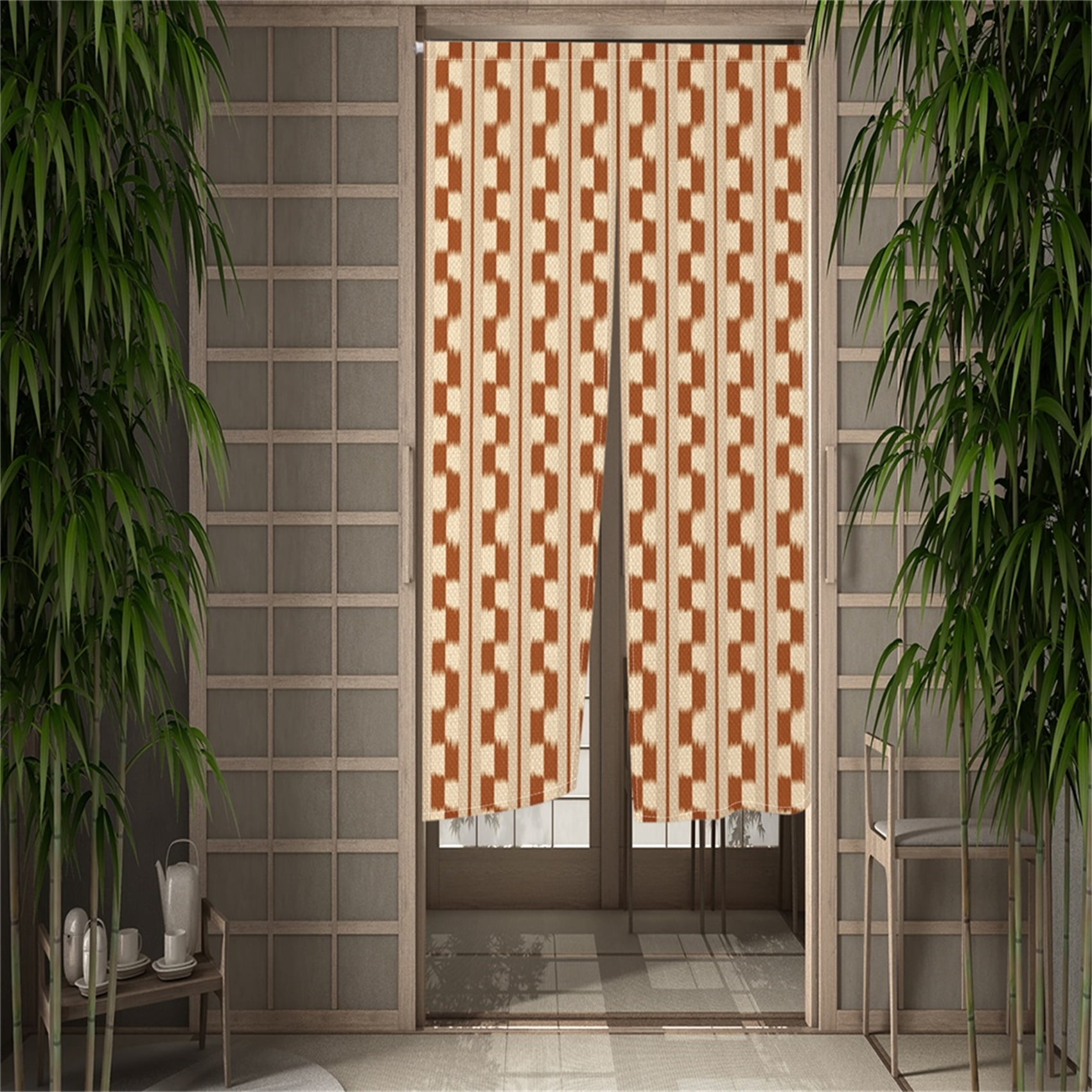Striped Southeast Asia Door Curtain Ethnic Texture Noren Blue Colorful ...