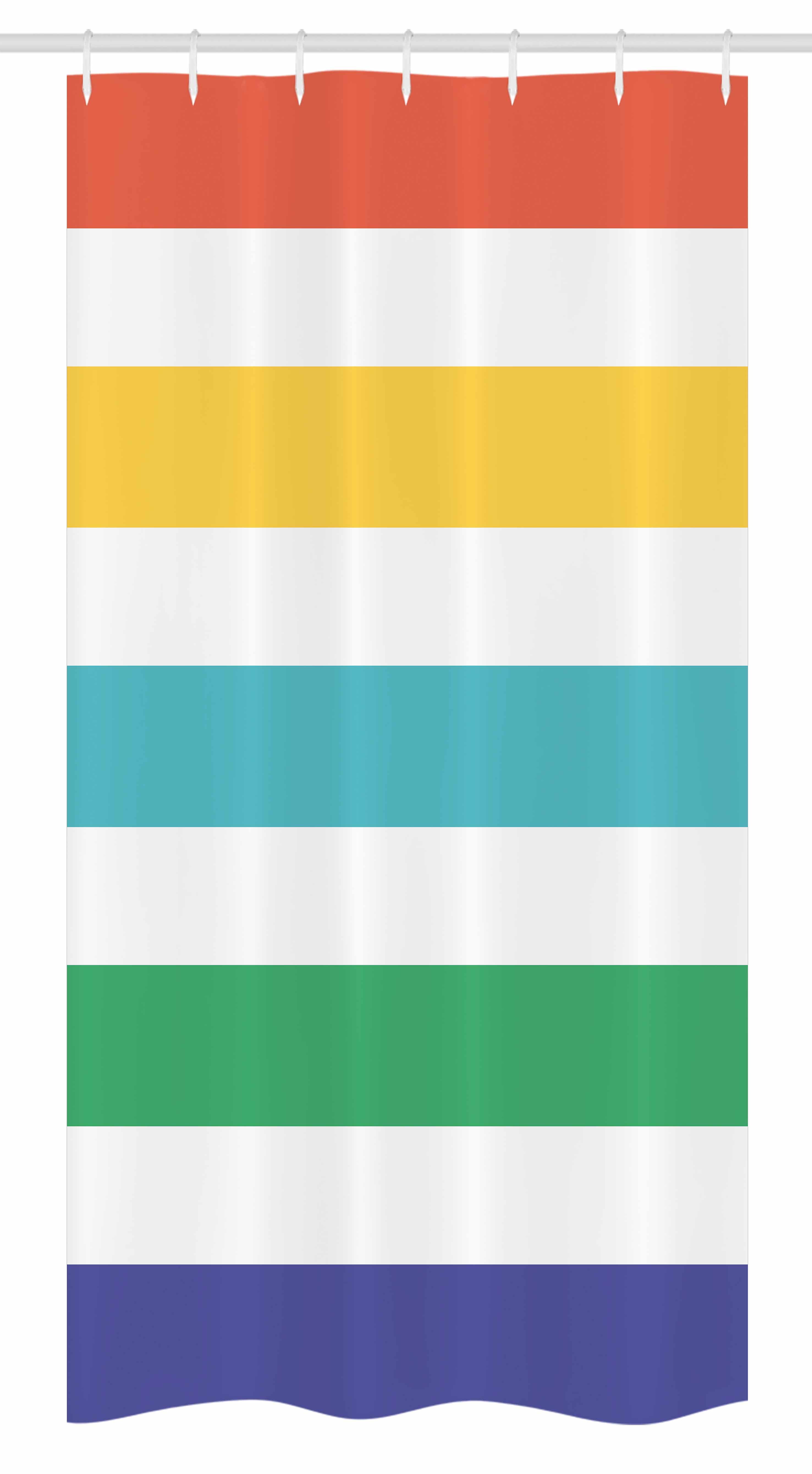 Striped Stall Shower Curtain, Rainbow Colored and White Fun Horizontal ...