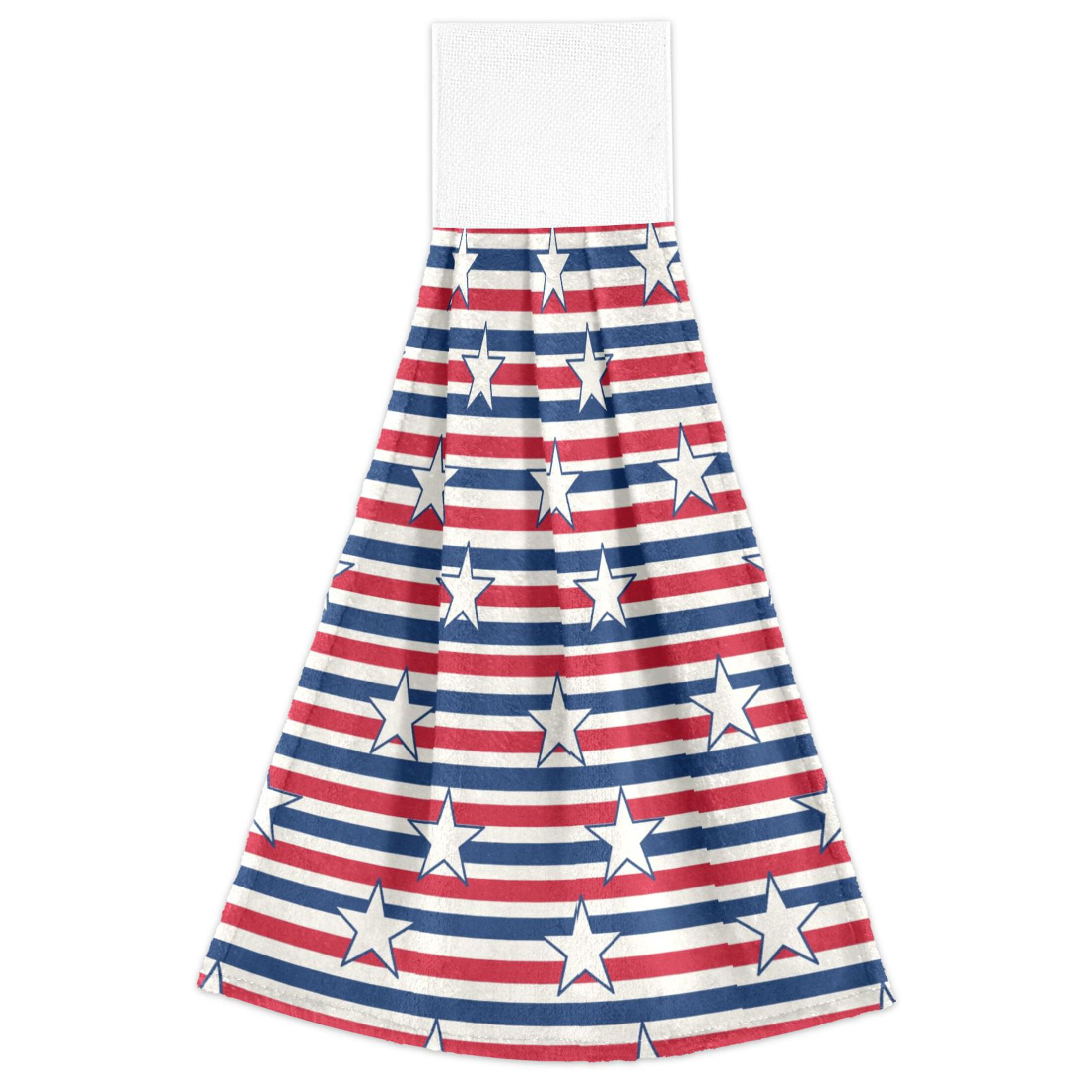 Striped Stars Hand Towels 2 Pack Quick Dry Velvet Soft with Velcro ...