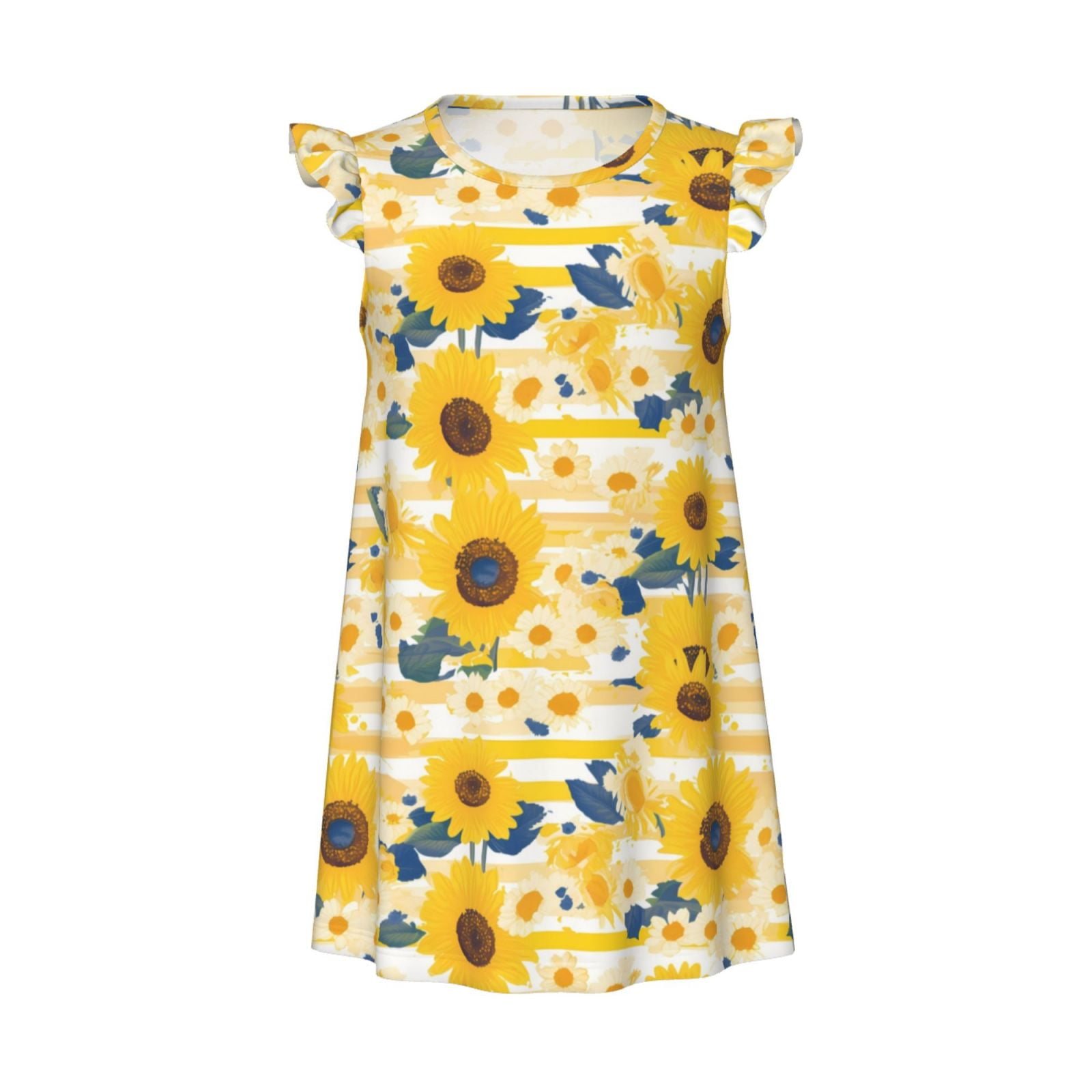 Striped Sunflower Daisy Girls Nightgowns, Pajamas for Girls, Soft ...