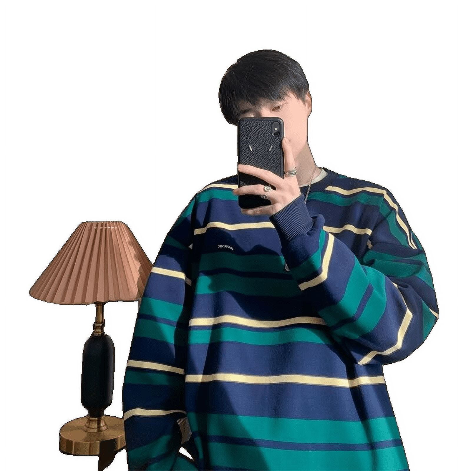 Striped Sweatshirt Men'S Trendy Color Matching High Street Handsome ...