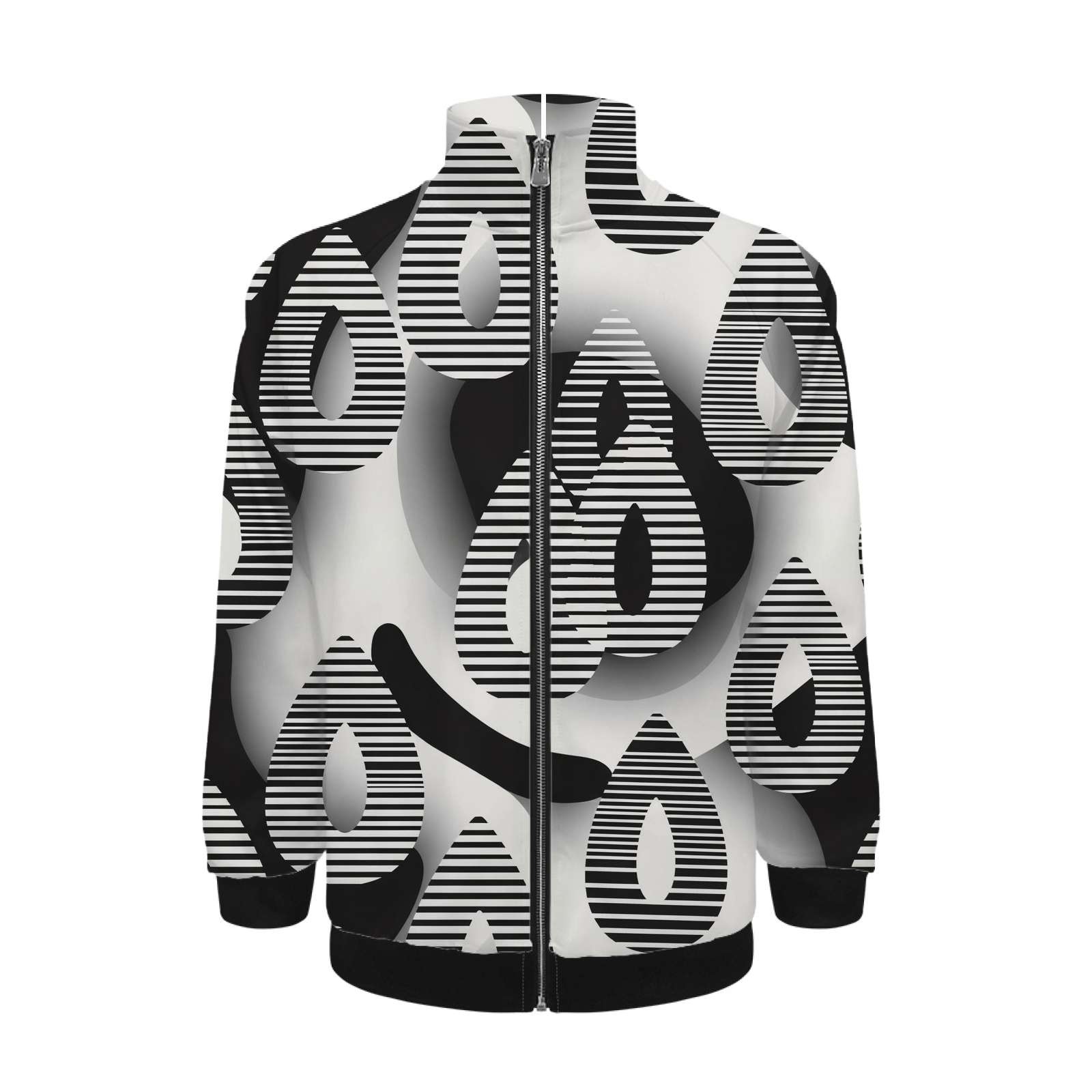 Striped Teardrop Pattern Black White Jacket Men's Street Cool Long ...