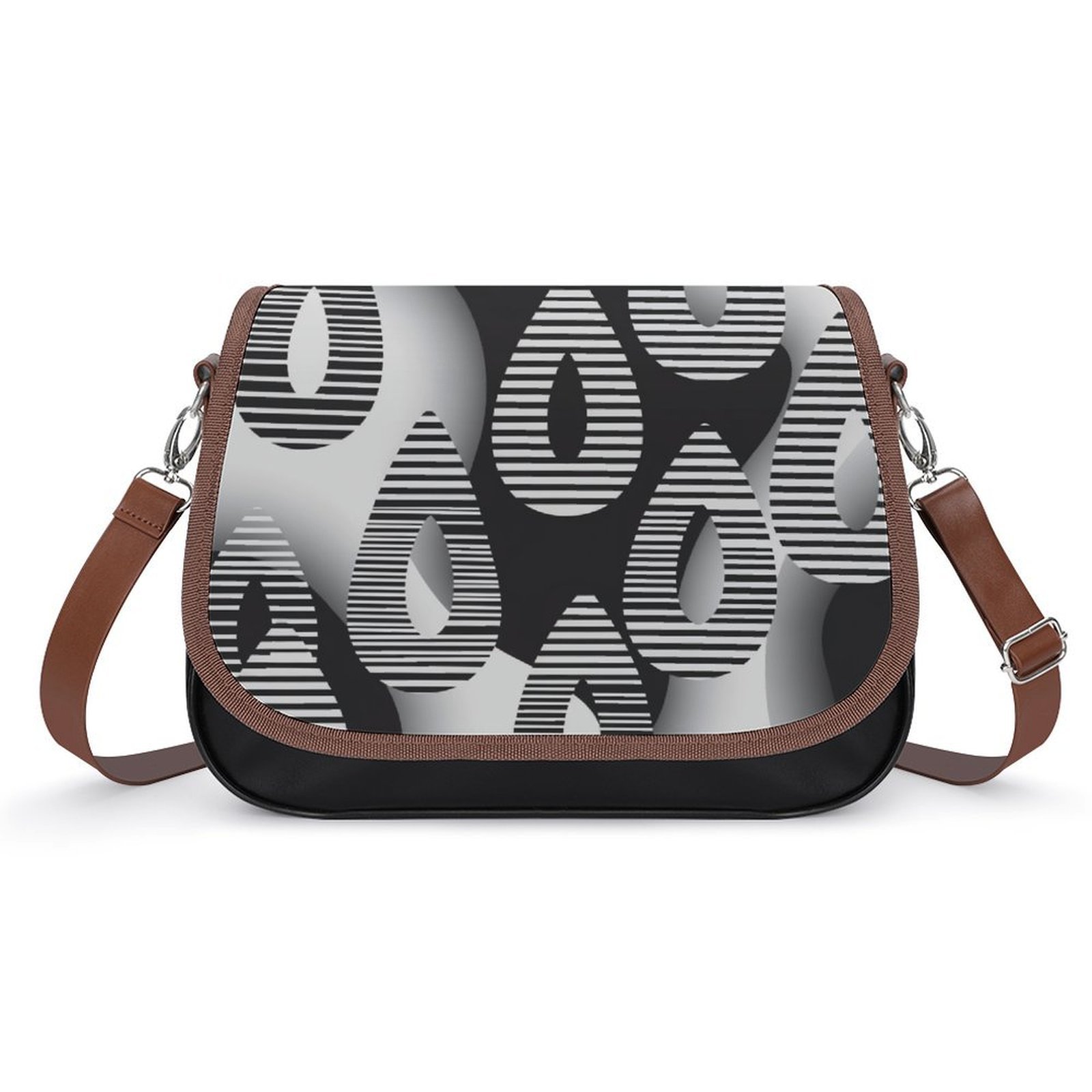 Striped Teardrop Pattern Black White Vintage Crossbody Bag For Women ...