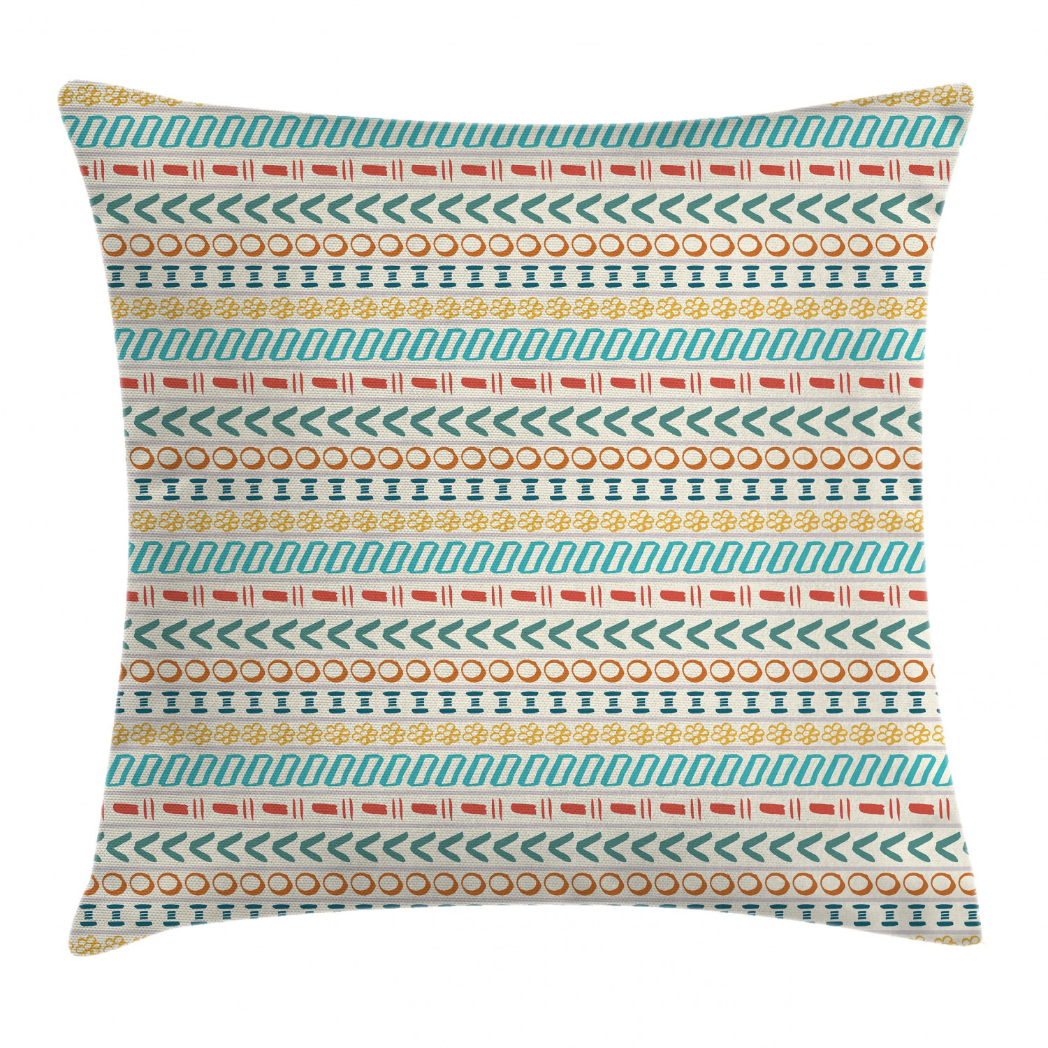 Striped Throw Pillow Cushion Cover, Ethnic Cultural Striped Boho Motif ...