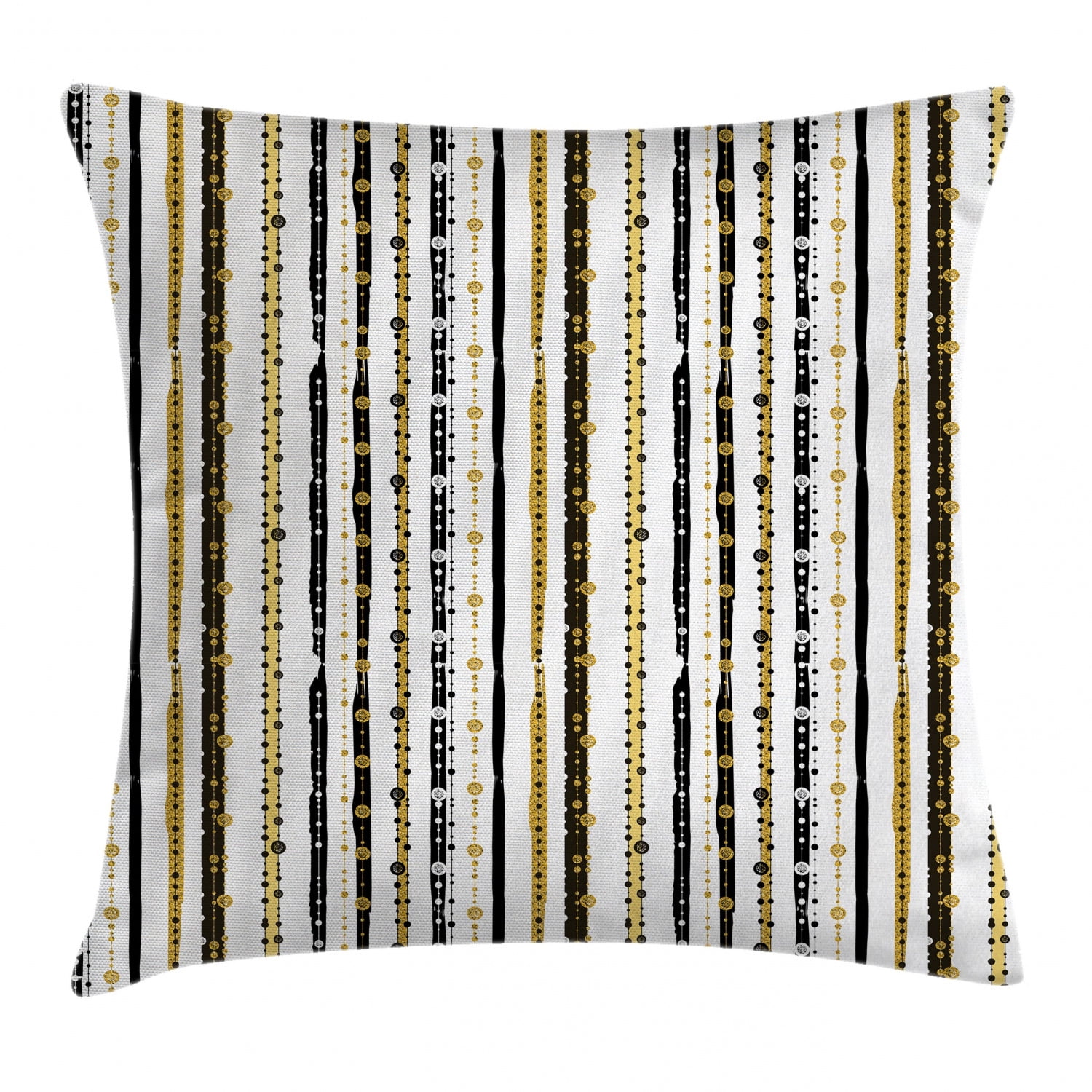 Striped Throw Pillow Cushion Cover, Vertical Lines with Embellish Round ...