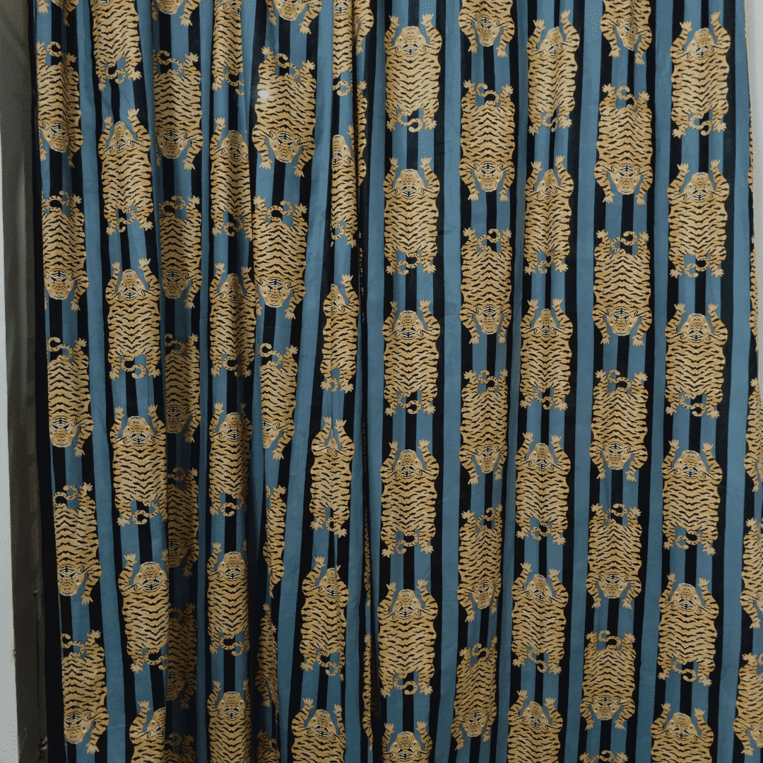 Striped Tiger print Curtain, Set Of 2 Panels, Boho Drapes, with ...