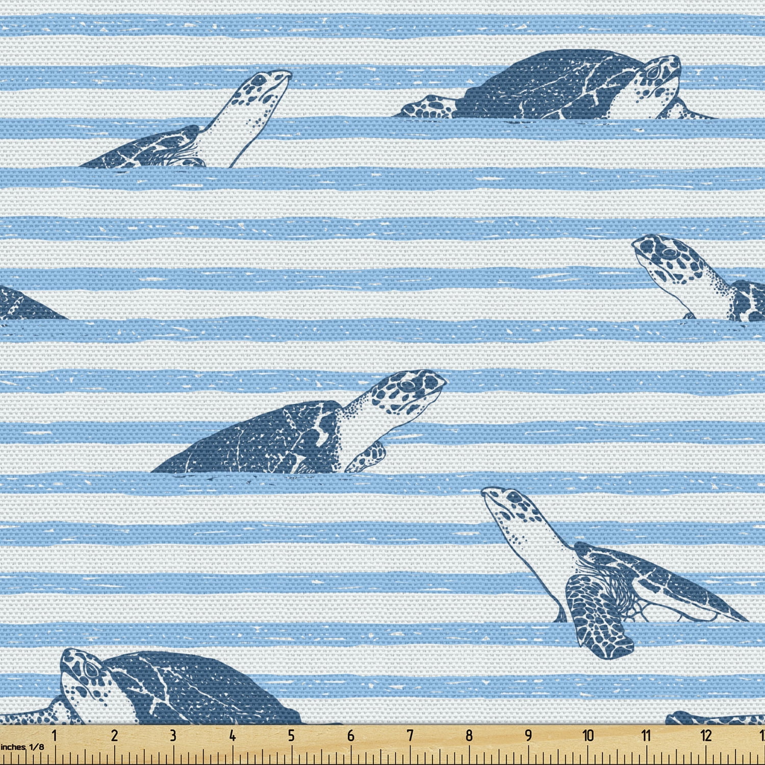 Ambesonne Striped Fabric by the Yard Upholstery, Turtle Blue Aquatic, 3 ...