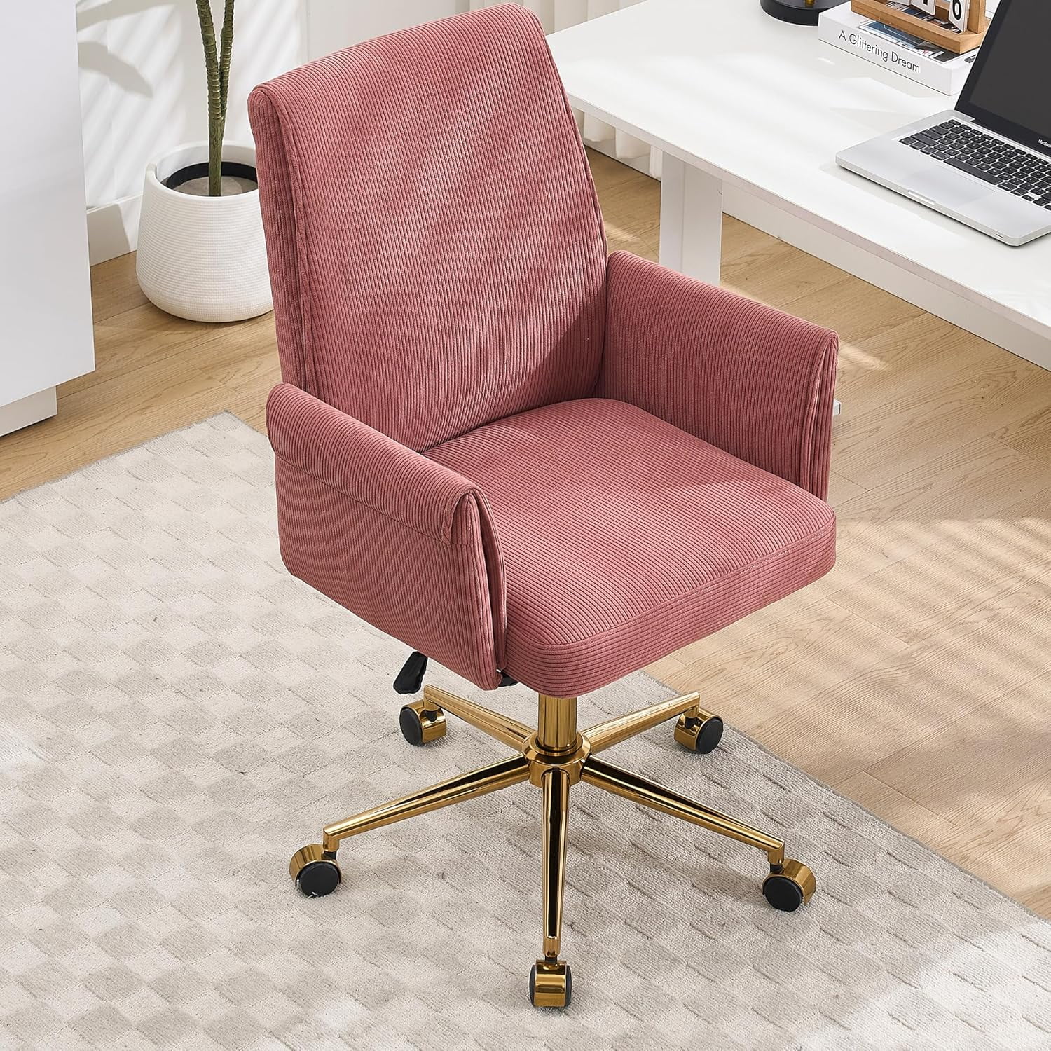 Striped Velvet Office & Vanity Chair Modern Accent Upholstered ...