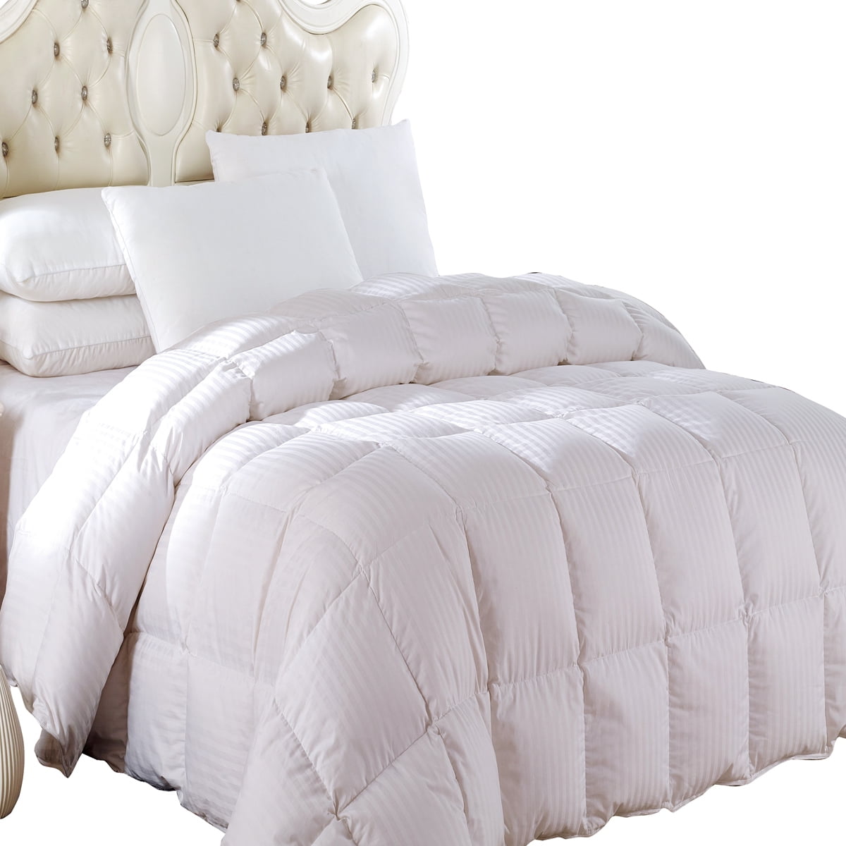 Striped White Goose Down Comforter Oversized All Season Fill Weight by ...