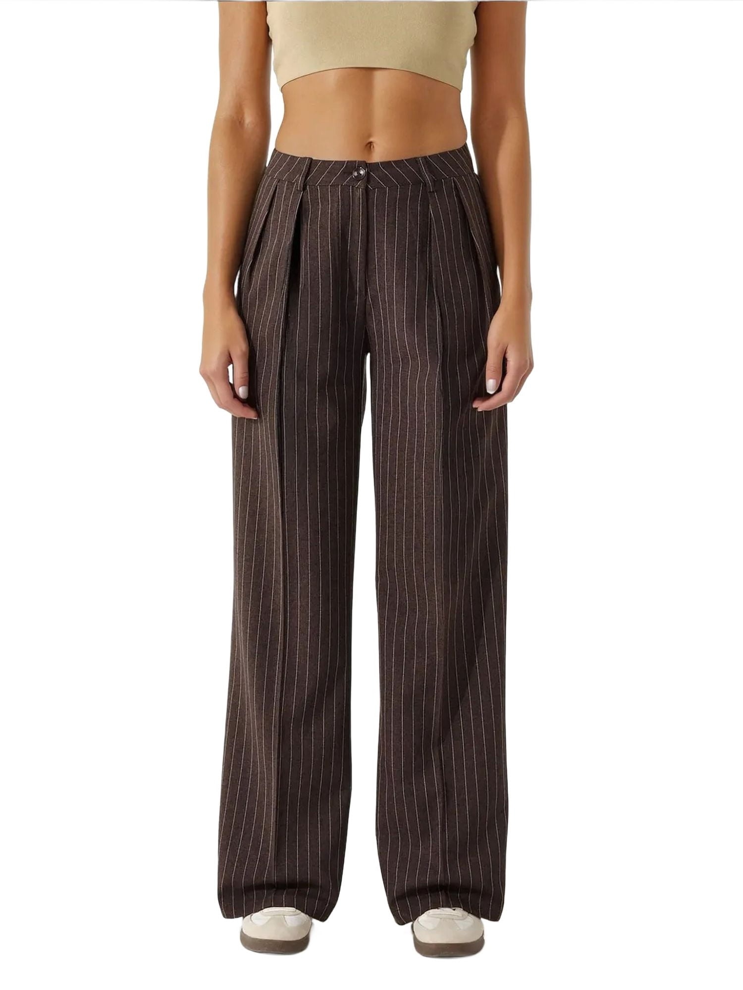 Striped Wide Leg Pleated Palazzo Pants - Walmart.com