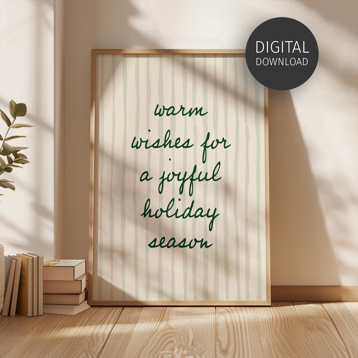 Striped Winter Holiday Poster, 'Warm Wishes For A Joyful Holiday Season ...
