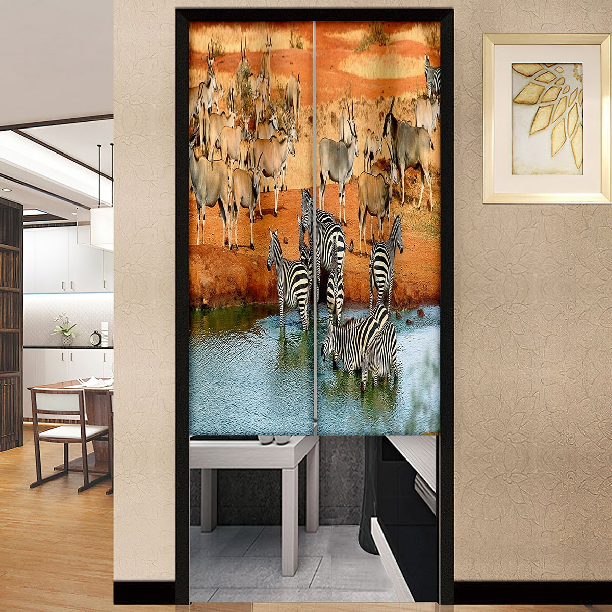 Striped Zebra Sky Sunset Door Curtain Japanese Partition Kitchen ...