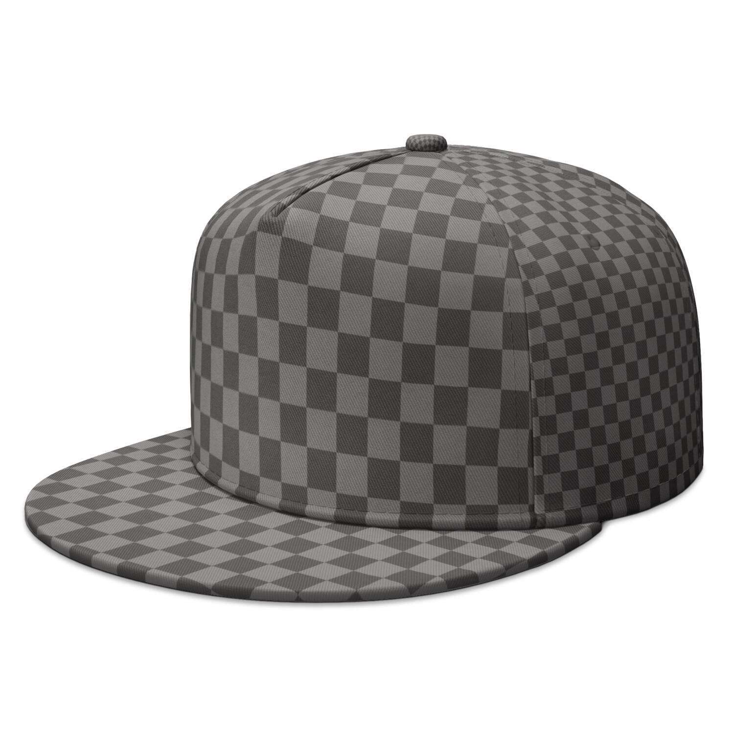 Striped and Checkered Fusion Snapback Cap - Unisex Flat Brim Hat for ...