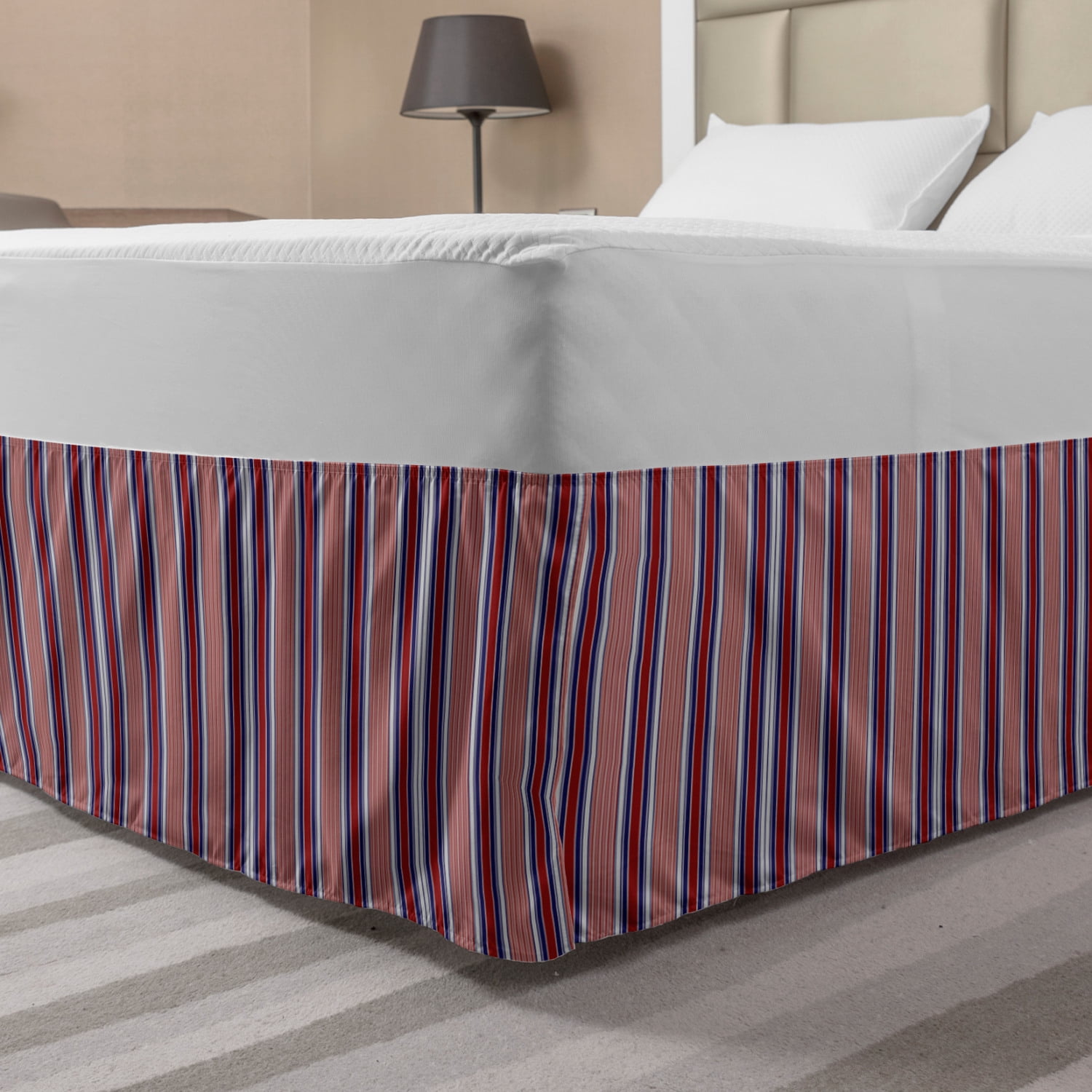 Stripes Bed Skirt, Vertical Barcode Style Lines Arrangement Abstract ...