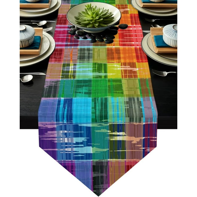 Stripes Colorful Simple Rainbow Table Runners Modern Kitchen Decor ...