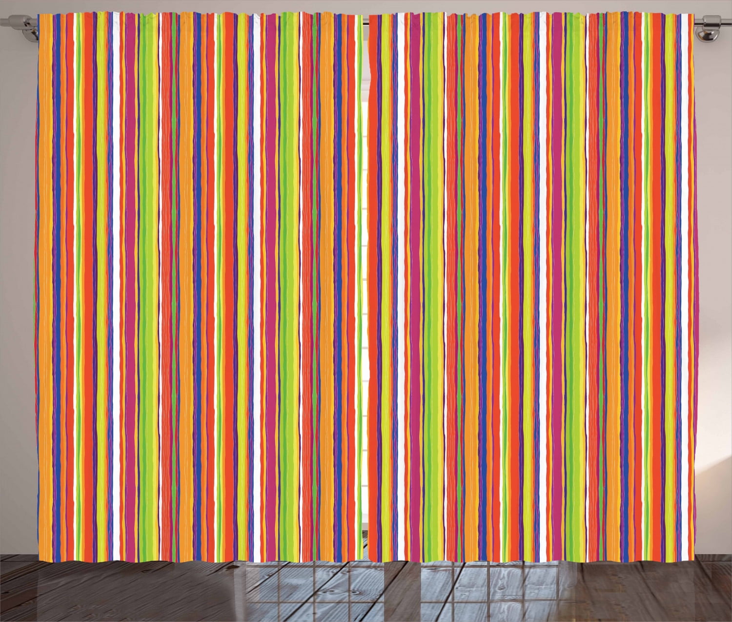 Ambesonne Stripes Curtains 2 Panel Set, Barcode Style Lines, 108" x 90 ...