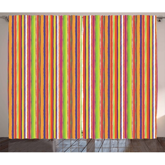 Ambesonne Stripes Curtains 2 Panel Set, Barcode Style Lines, 108" x 90 ...