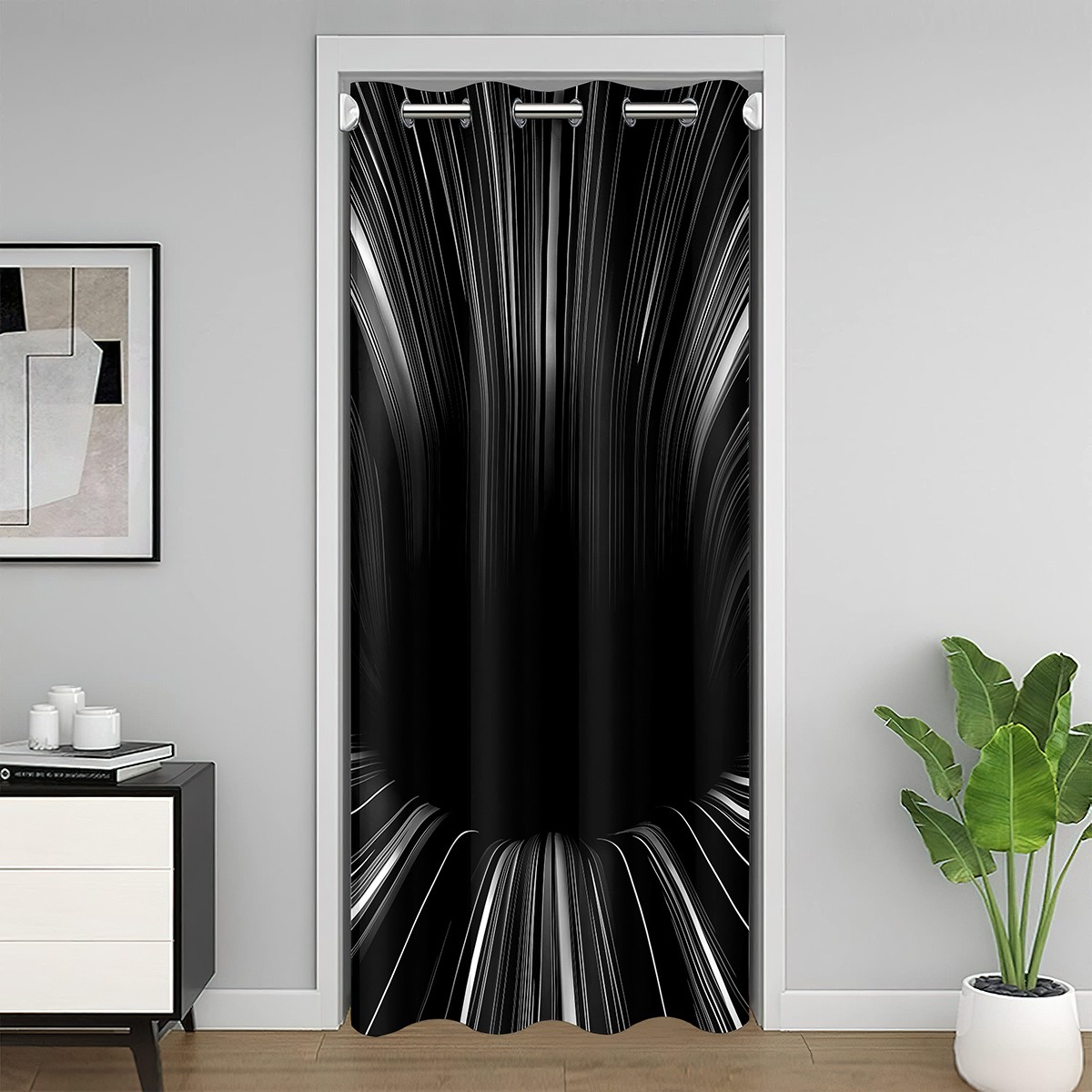 Stripes Door Curtain For Doorway Privacy 34"W x 80"L, Ombre Striped 3D ...