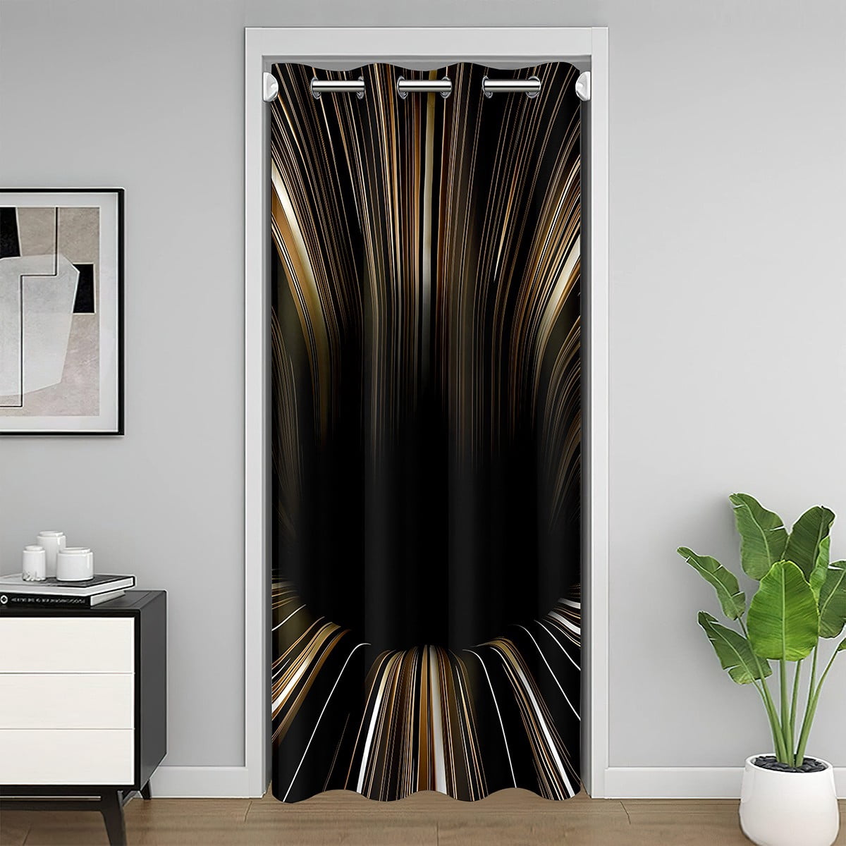 Stripes Door Curtain For Doorway Privacy 42"W x 80"L, Ombre Striped 3D ...