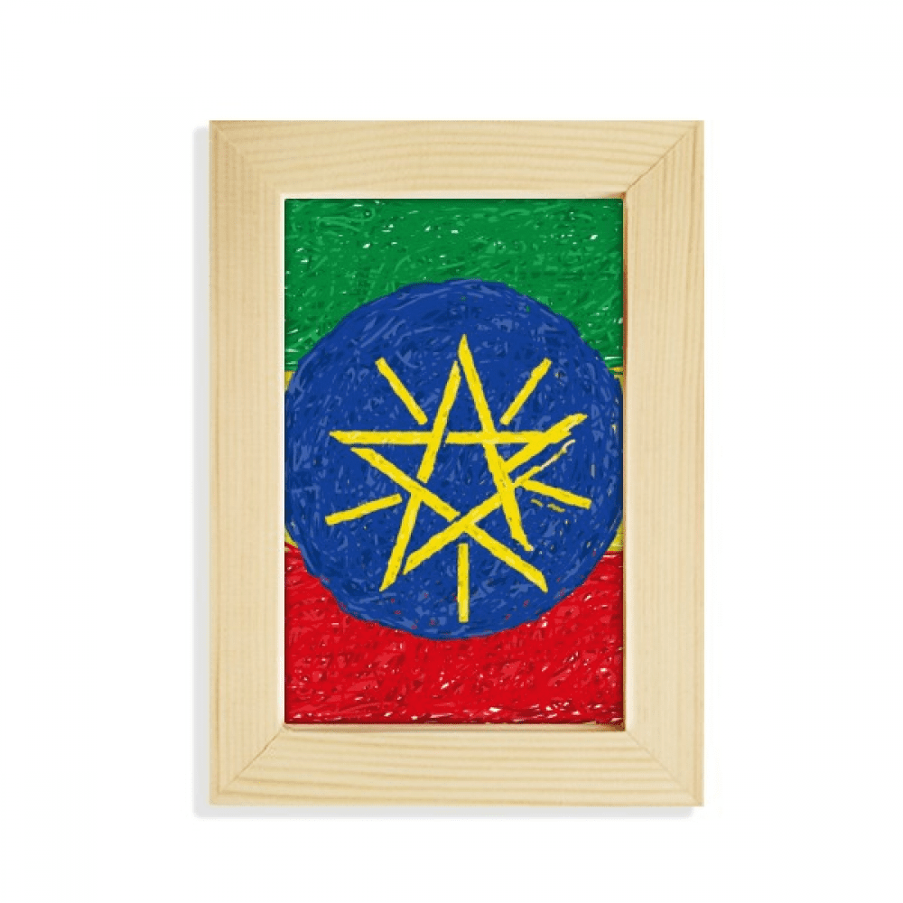 Stripes Ethiopia Flag Crayon Drawing Desktop Display Photo Frame ...