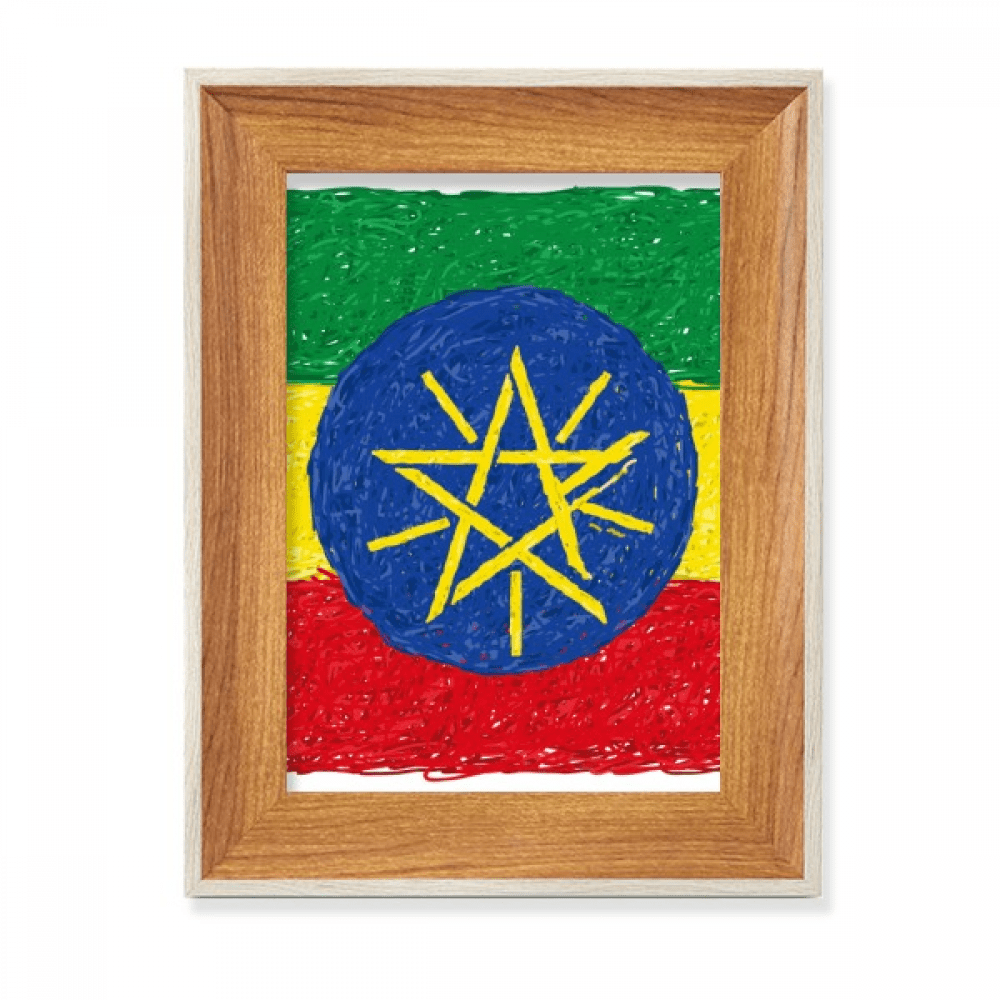 Stripes Ethiopia Flag Crayon Drawing Desktop Wooden Photo Frame Display ...