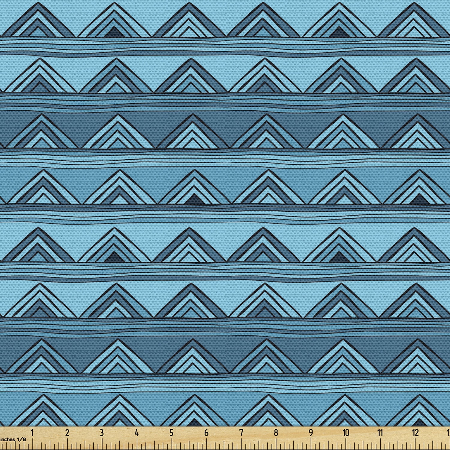 Ambesonne Stripes Fabric by the Yard Upholstery, Doodle Style Triangles ...