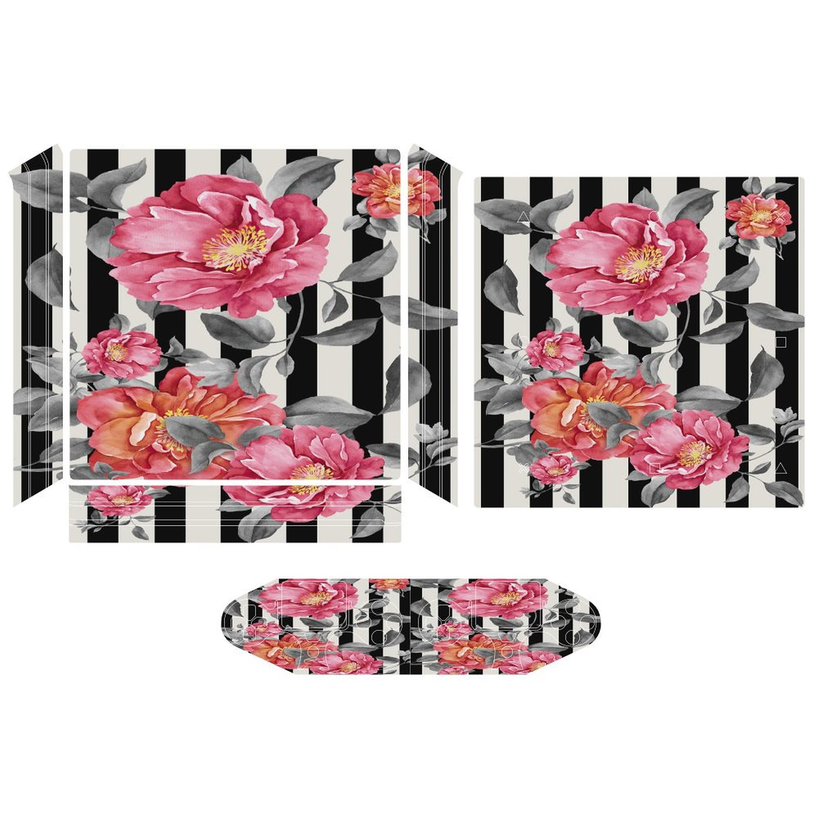 Stripes Flower PS4 Pro/PS4 Slim Skin Sticker For Console And Controller ...