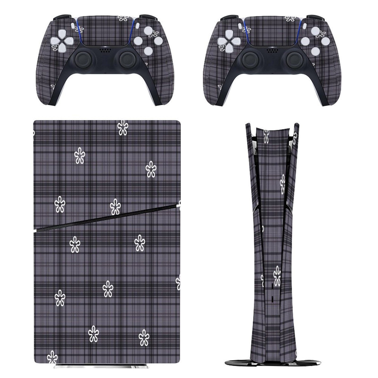 Stripes, Flowers, Gray PS5/PS5 Slim Digital Disc Skin Sticker For ...