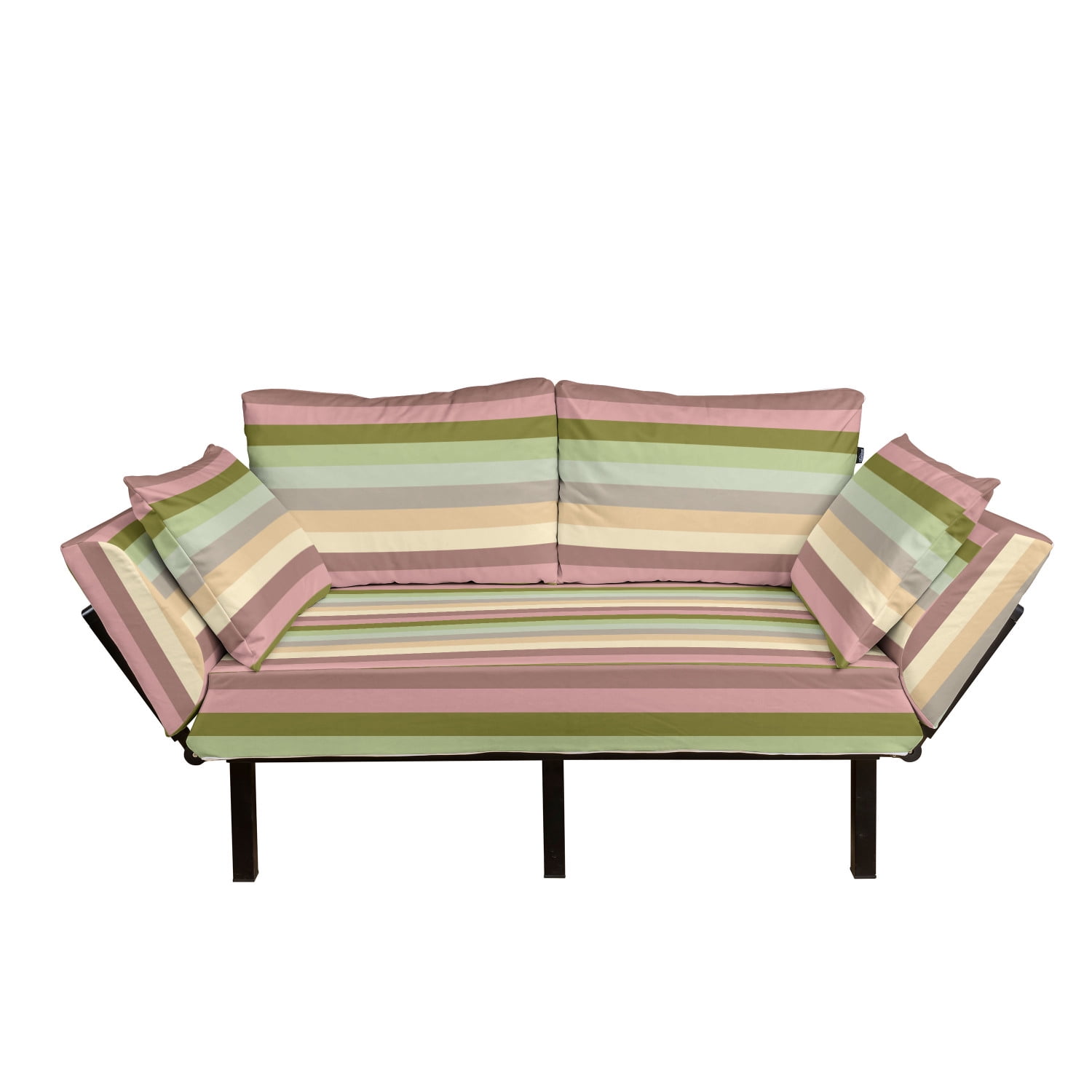 Stripes Futon Couch, Colorful Pattern with Pastel Colored Bands ...