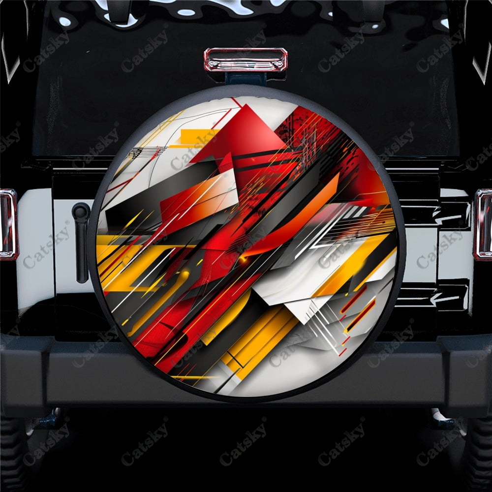 Stripes Geometric Shapes Polyester Universal Spare Wheel Tire Cover ...