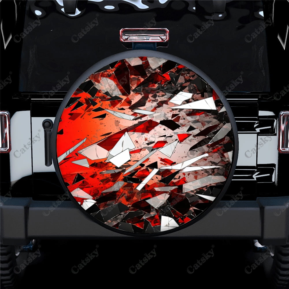 Stripes Geometric Shapes Polyester Universal Spare Wheel Tire Cover ...