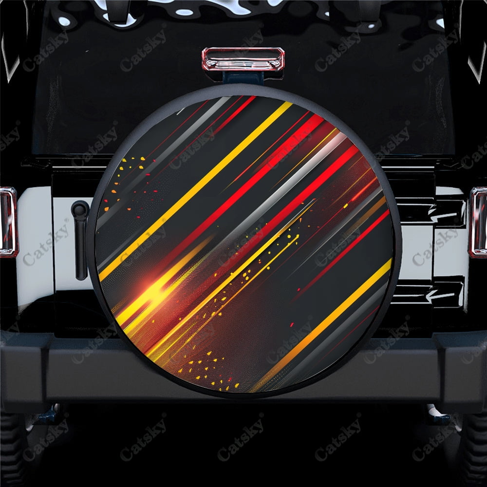Stripes Geometric Shapes Polyester Universal Spare Wheel Tire Cover ...