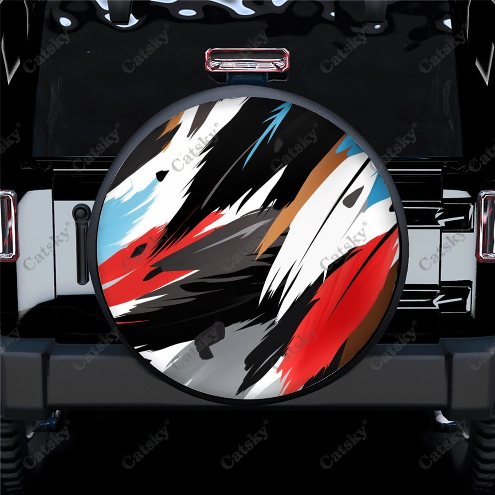 Stripes Geometric Shapes Polyester Universal Spare Wheel Tire Cover ...