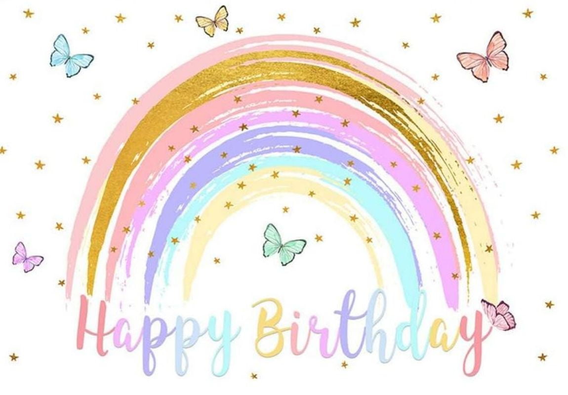 Stripes Happy Birthday Backdrop Party Decoration Boy Girl Colorful ...