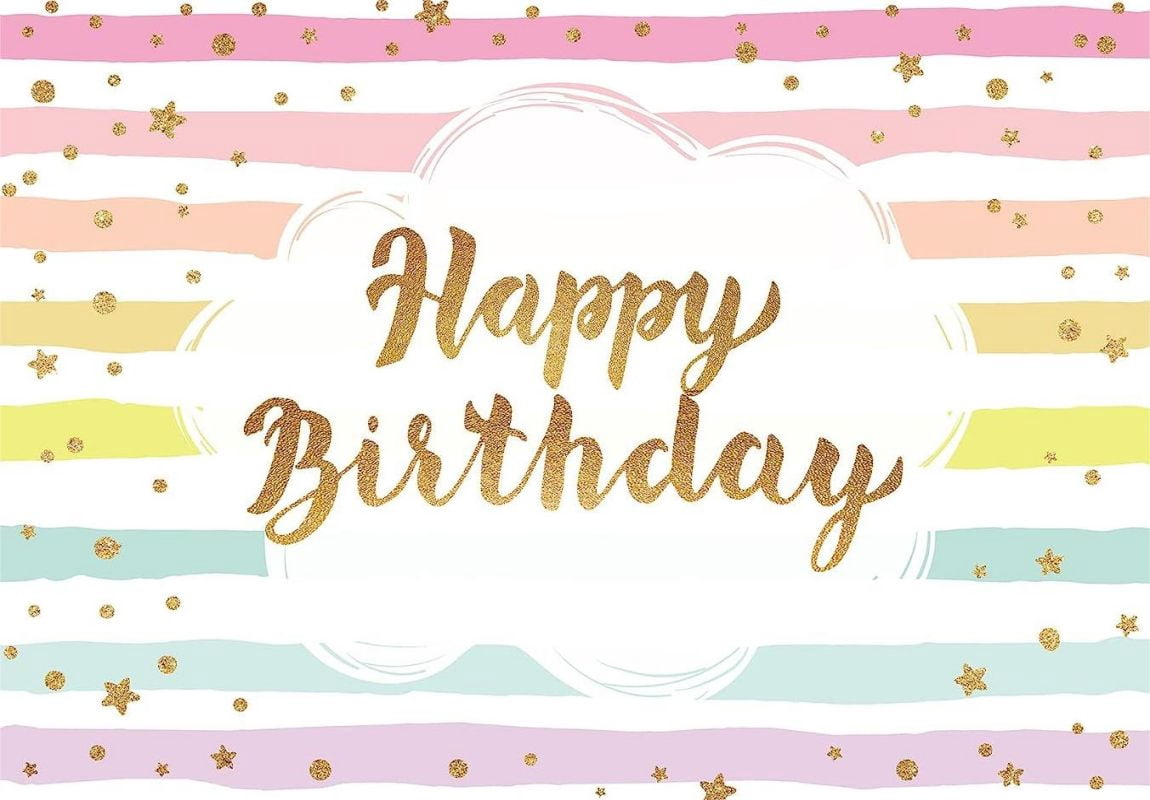 Stripes Happy Birthday Backdrop Party Decoration Boy Girl Colorful ...