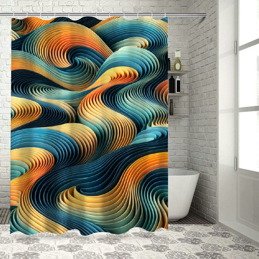 Stripes Lines Shower Curtain For Bathroom Texture Blue Red Yellow