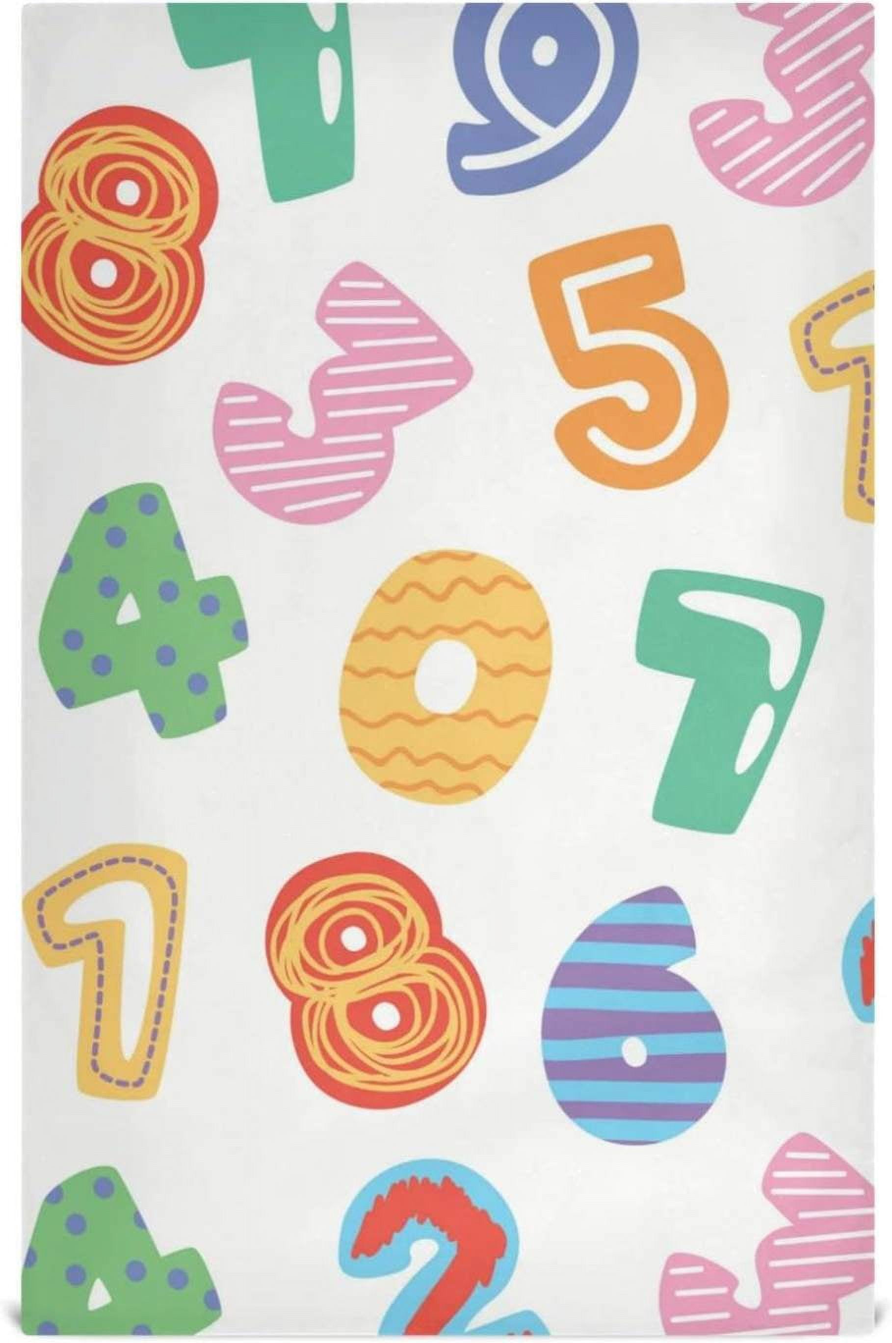 Stripes Numbers Cartoons Kitchen Dish Towels Set of 1, Cute Washable ...