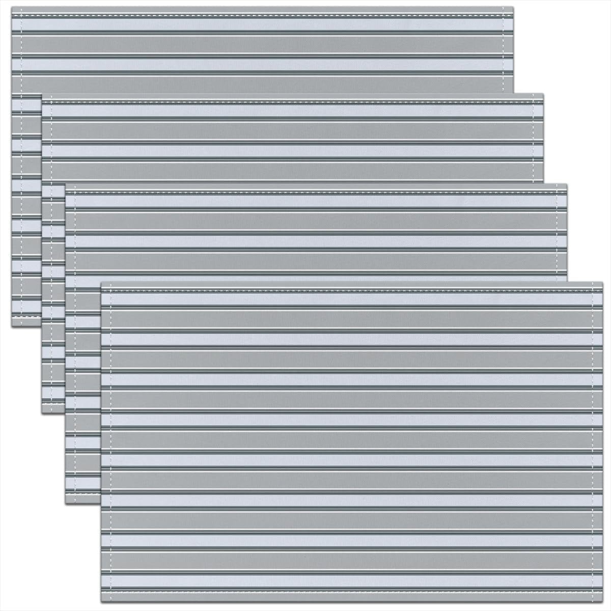Stripes Placemats Set of 4 12"x18" Grey Blue Placemats for Dining Table ...
