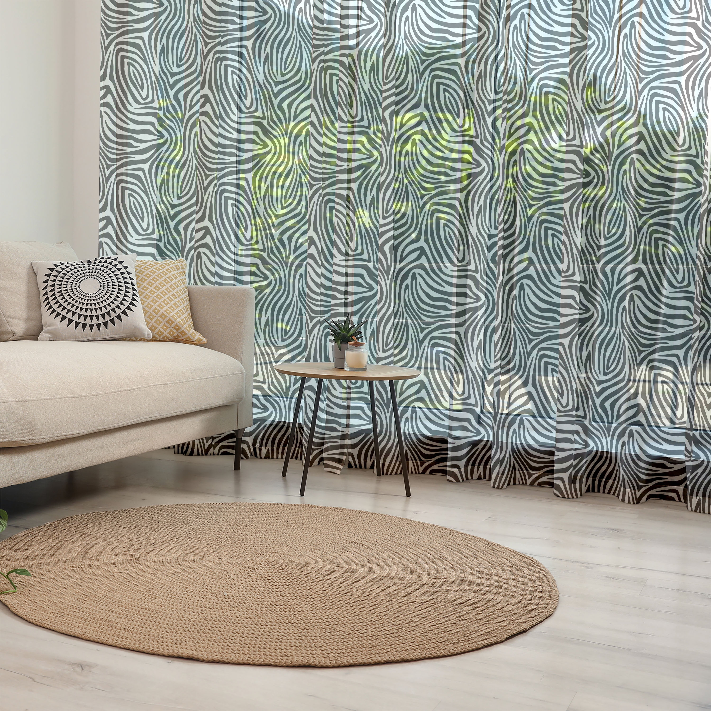 Stripes Tulle Curtains with Rod Pocket, Zebra Skin Pattern with ...