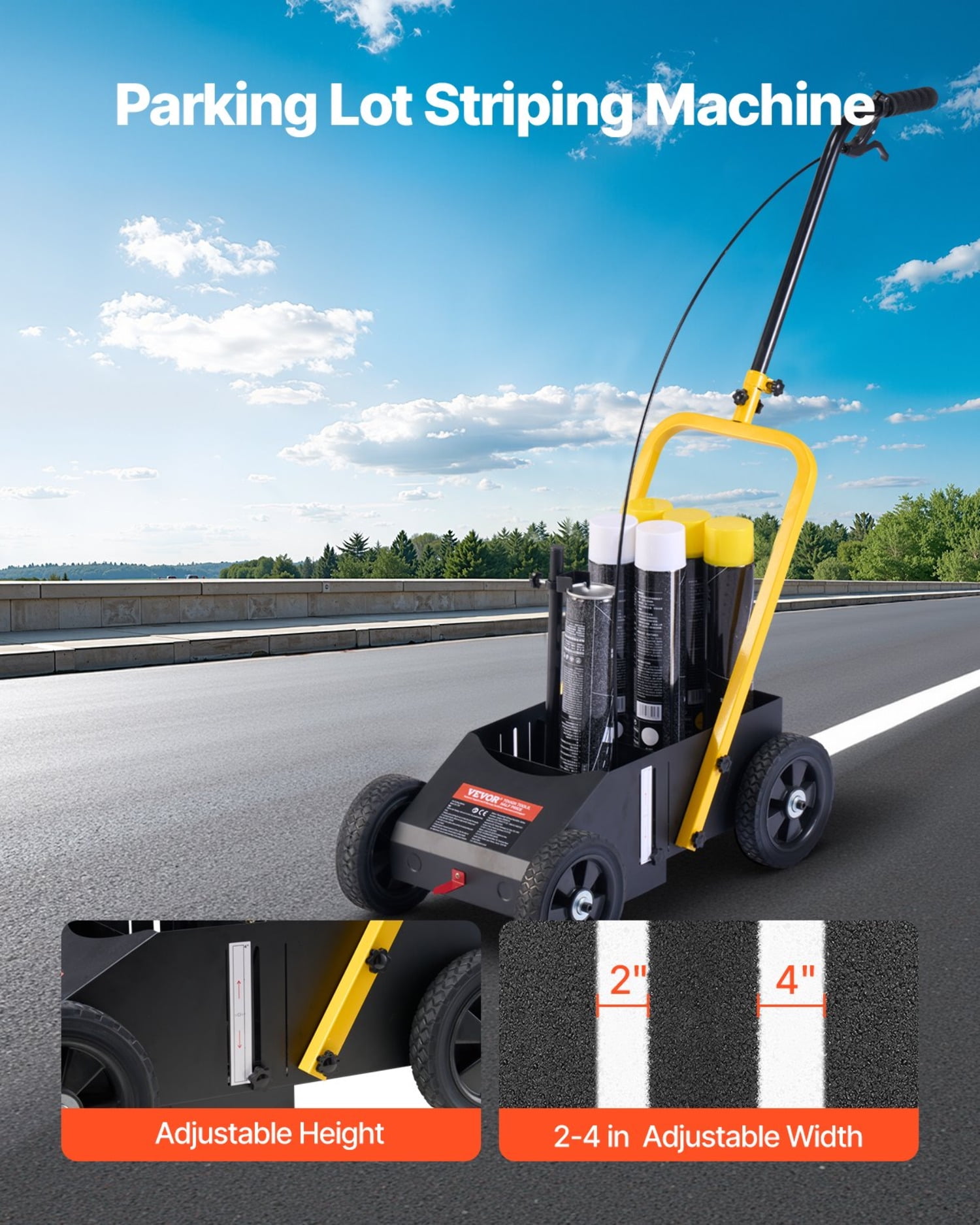 Striping Line Marking Machine 24 x 13 x 35.4 in 4-Wheel Striping ...