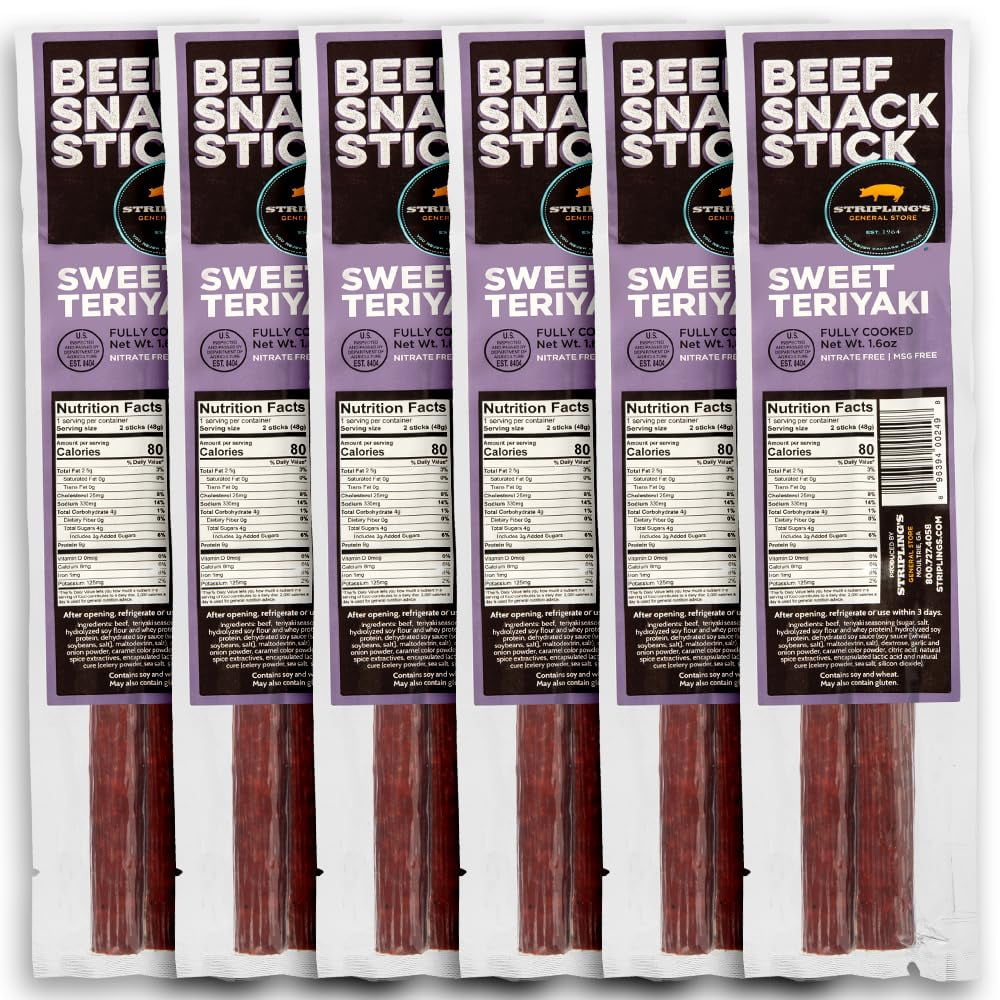 Stripling's Teriyaki Snack VTF5 Sticks - Family Owned Premium Jerky ...