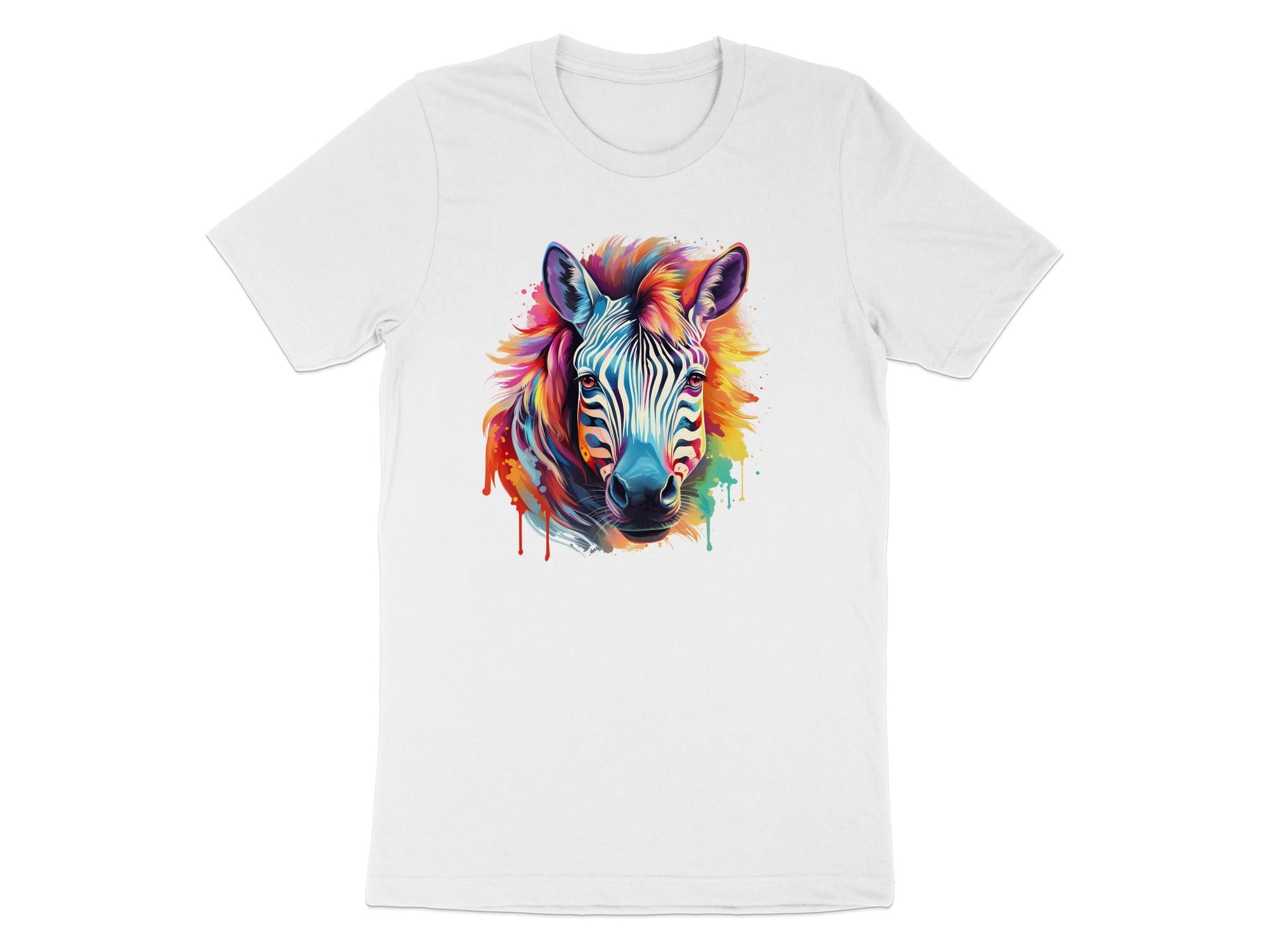 Stripped Pattern Colorful Zebra Horse Print Gift Adult Women T-Shirt ...