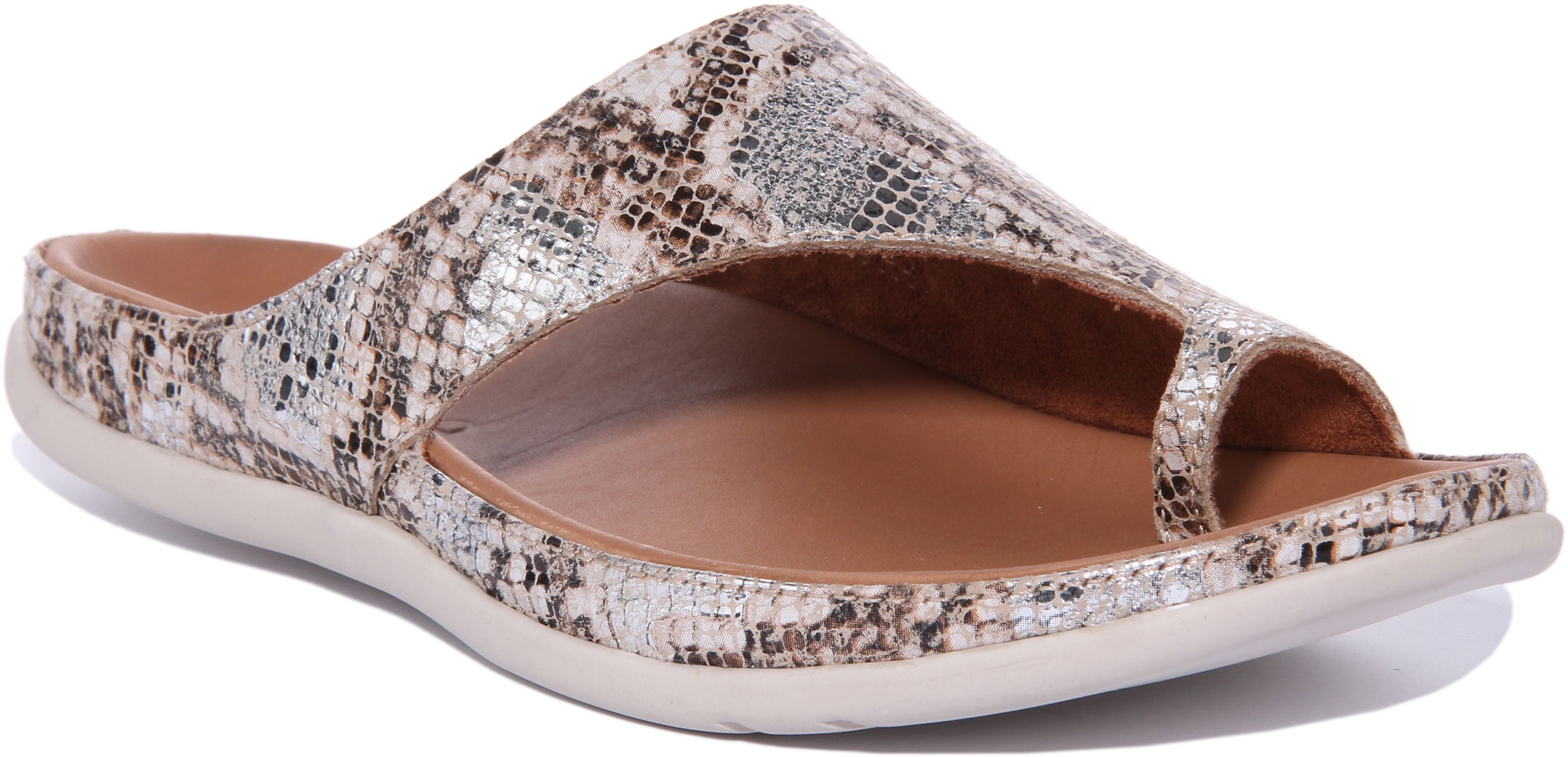 Strive Capri Women's Leather Mule Sandal With Toe Loop In Snake Size 5.5/6 - Walmart.com