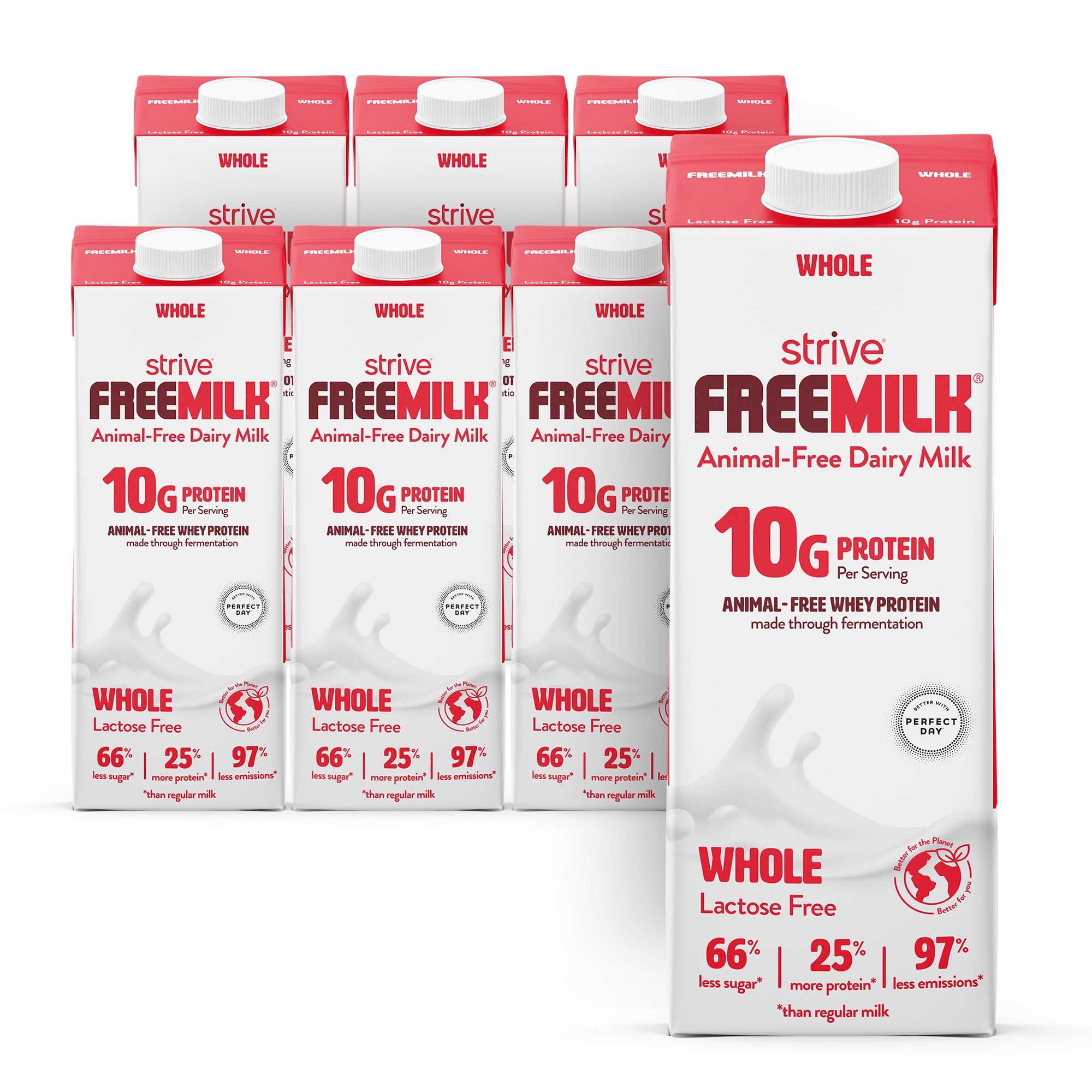 Strive FREEMILK, Animal-Free Dairy Milk, Whole 32oz Carton (Pack of 6 ...