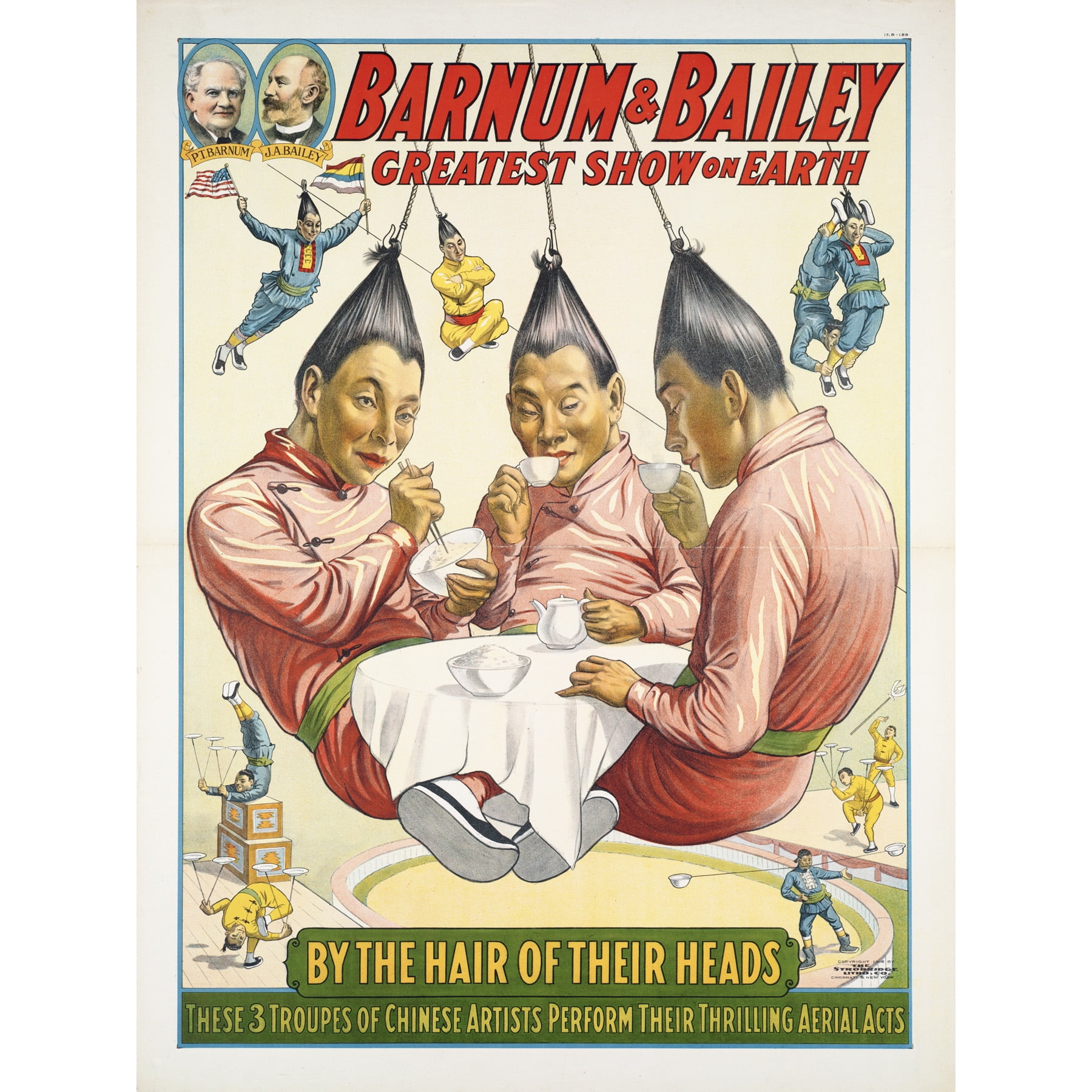 Strobridge Barnum Bailey Circus Aerialists Advert Extra Large Art Print ...